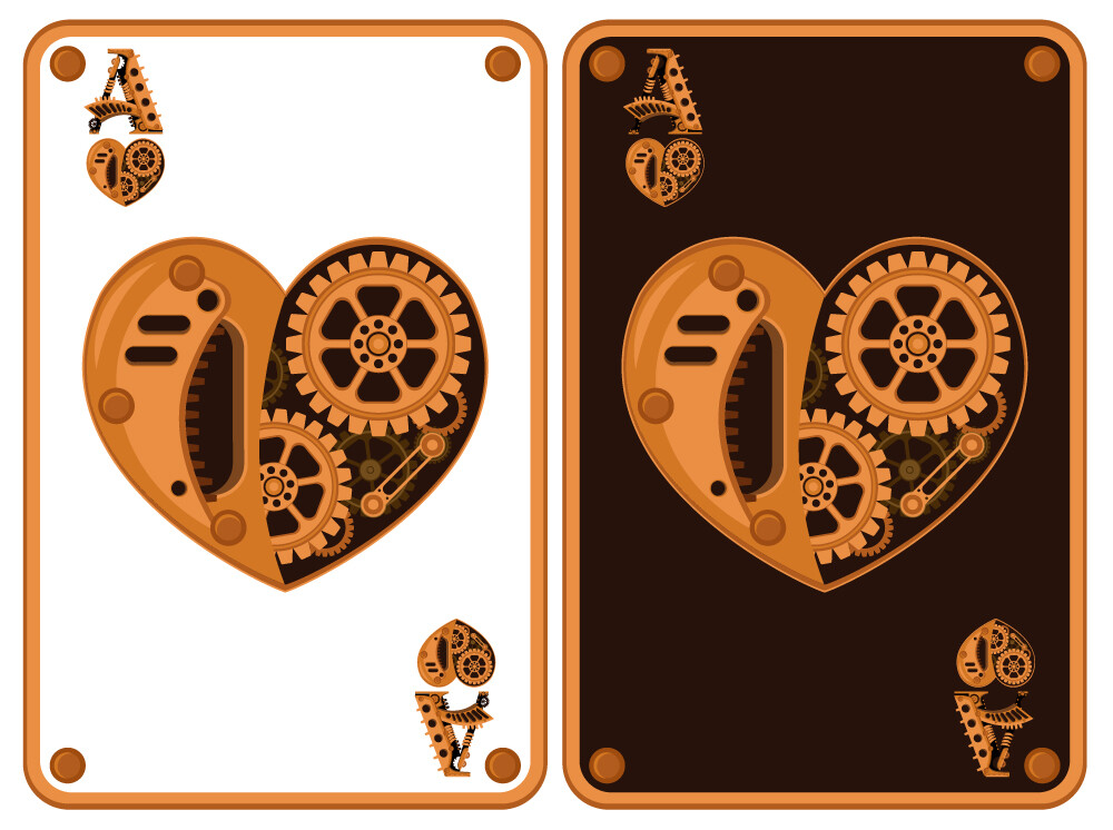 ArtStation - Ace of hearts playing card in steampunk style.