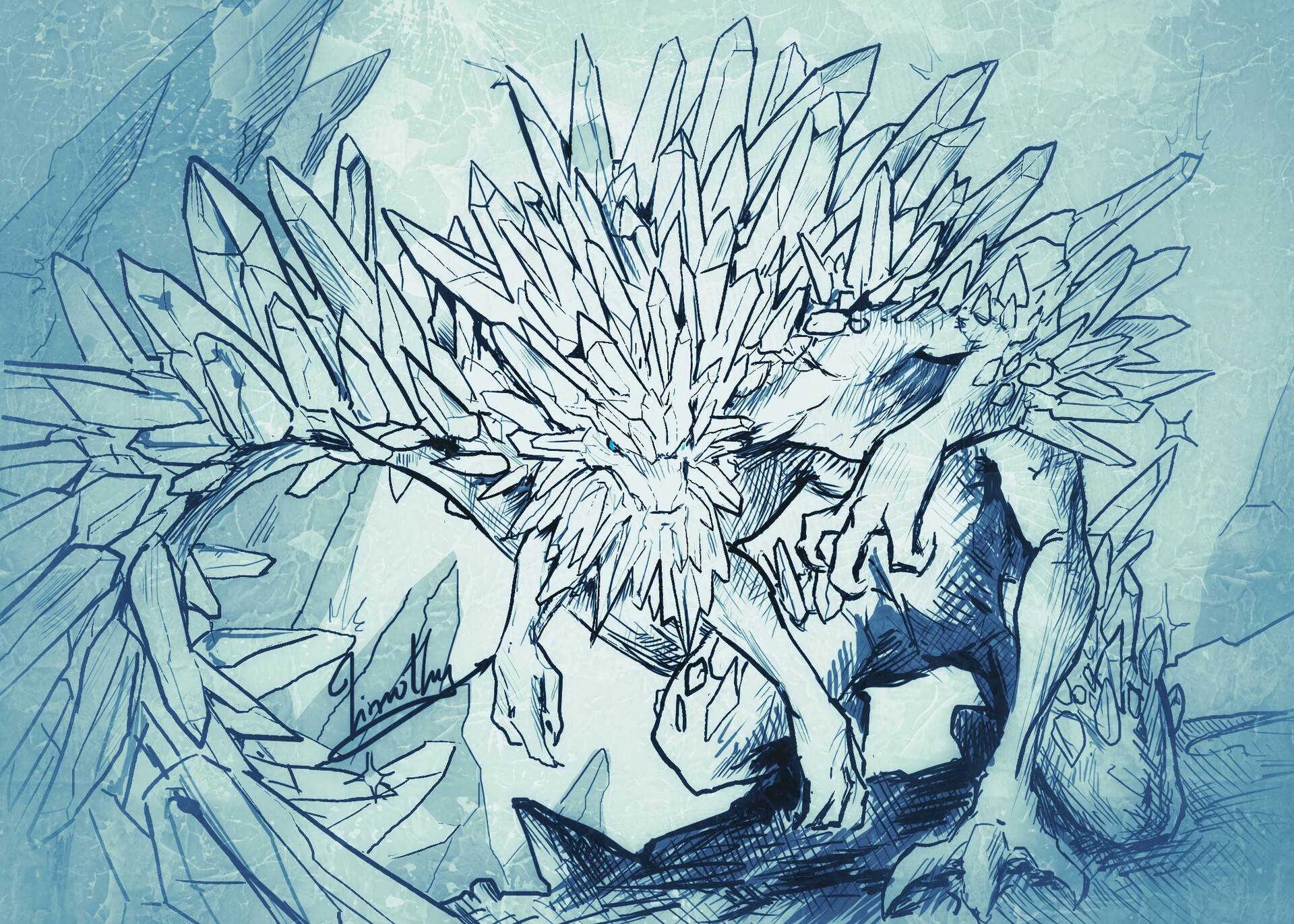 ArtStation - Ravenous Crystal Lizard, inktober day 1