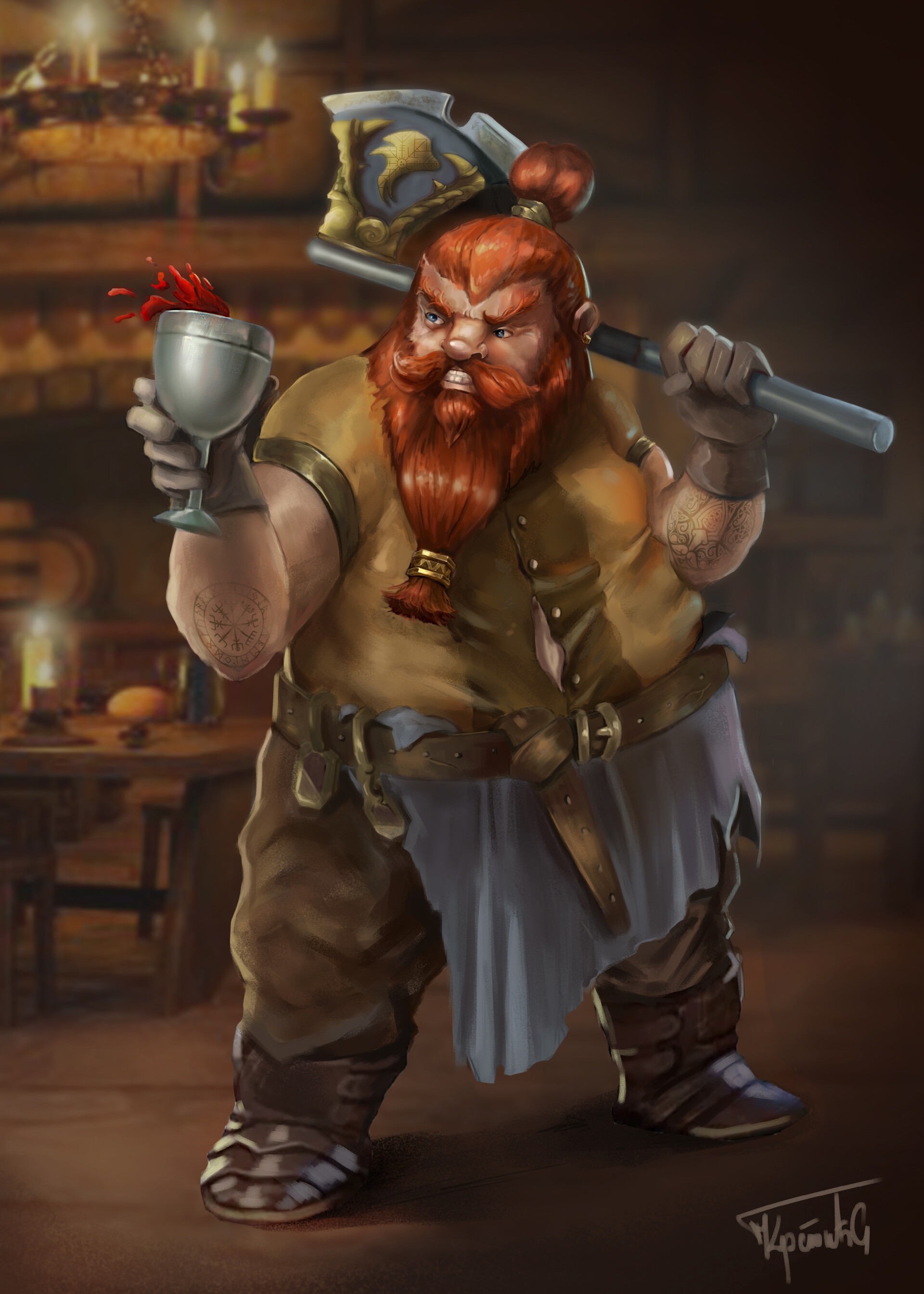 ArtStation - Dwarf in tavern