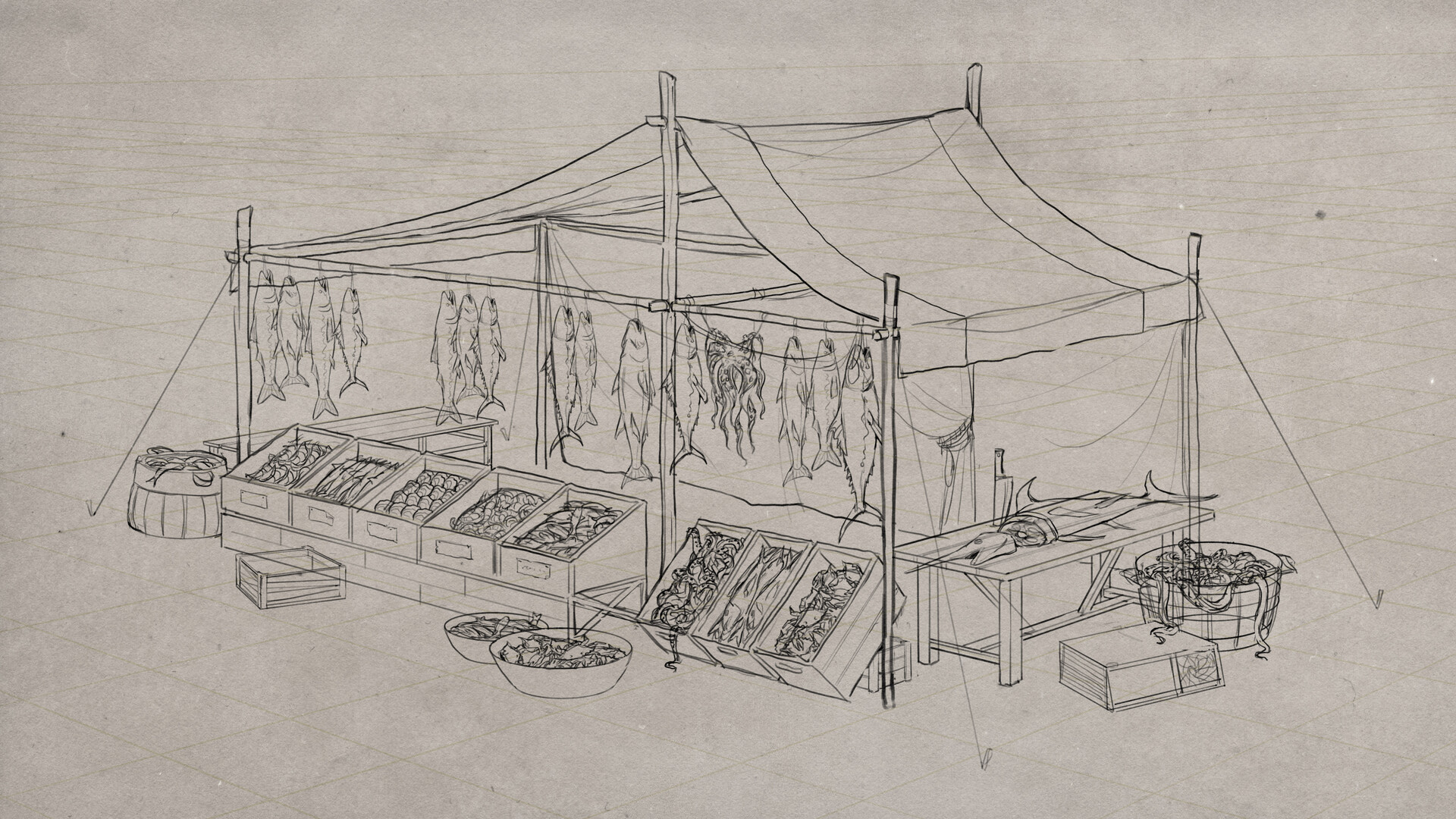 how to draw fish market