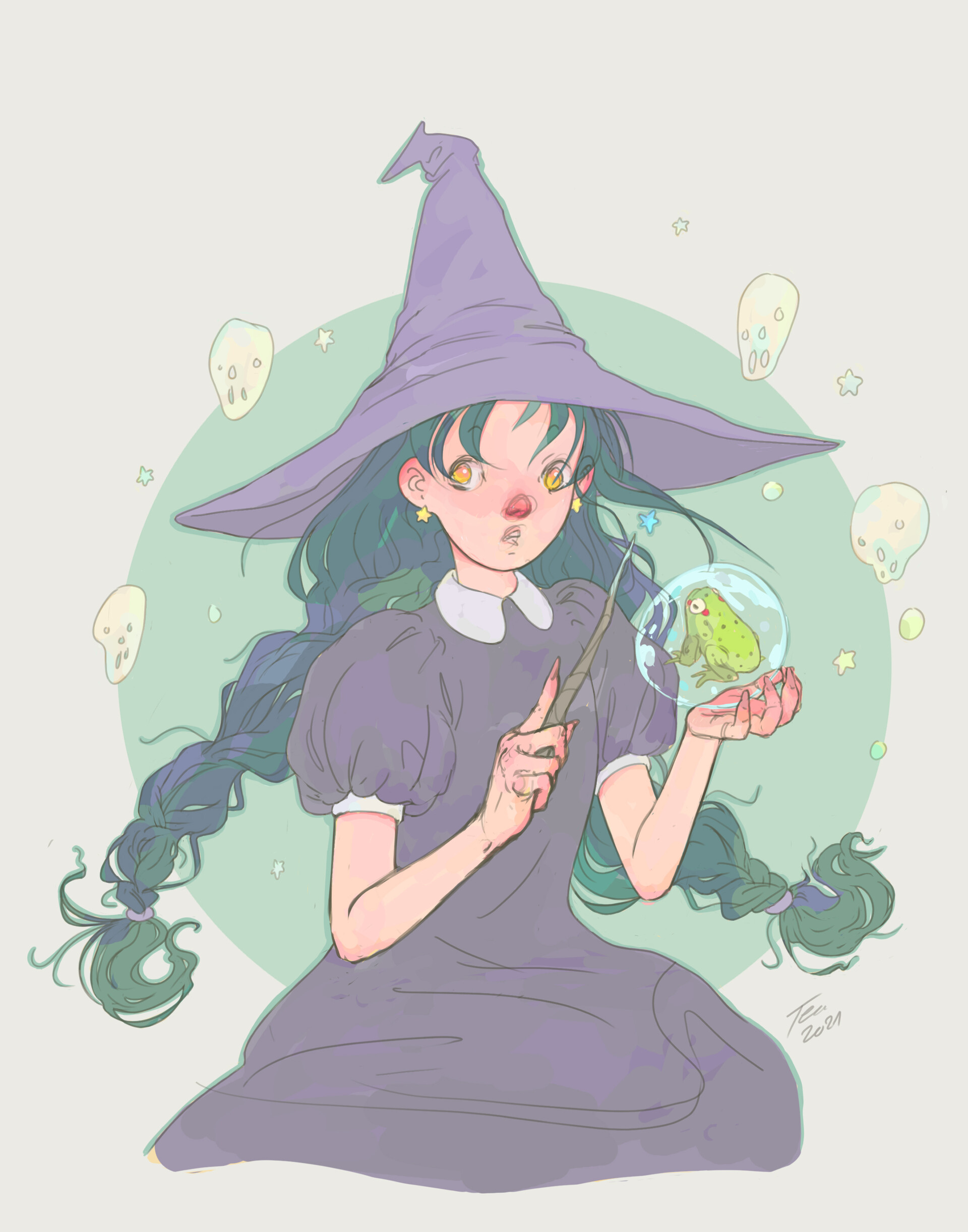 ArtStation - Witch and her Frog