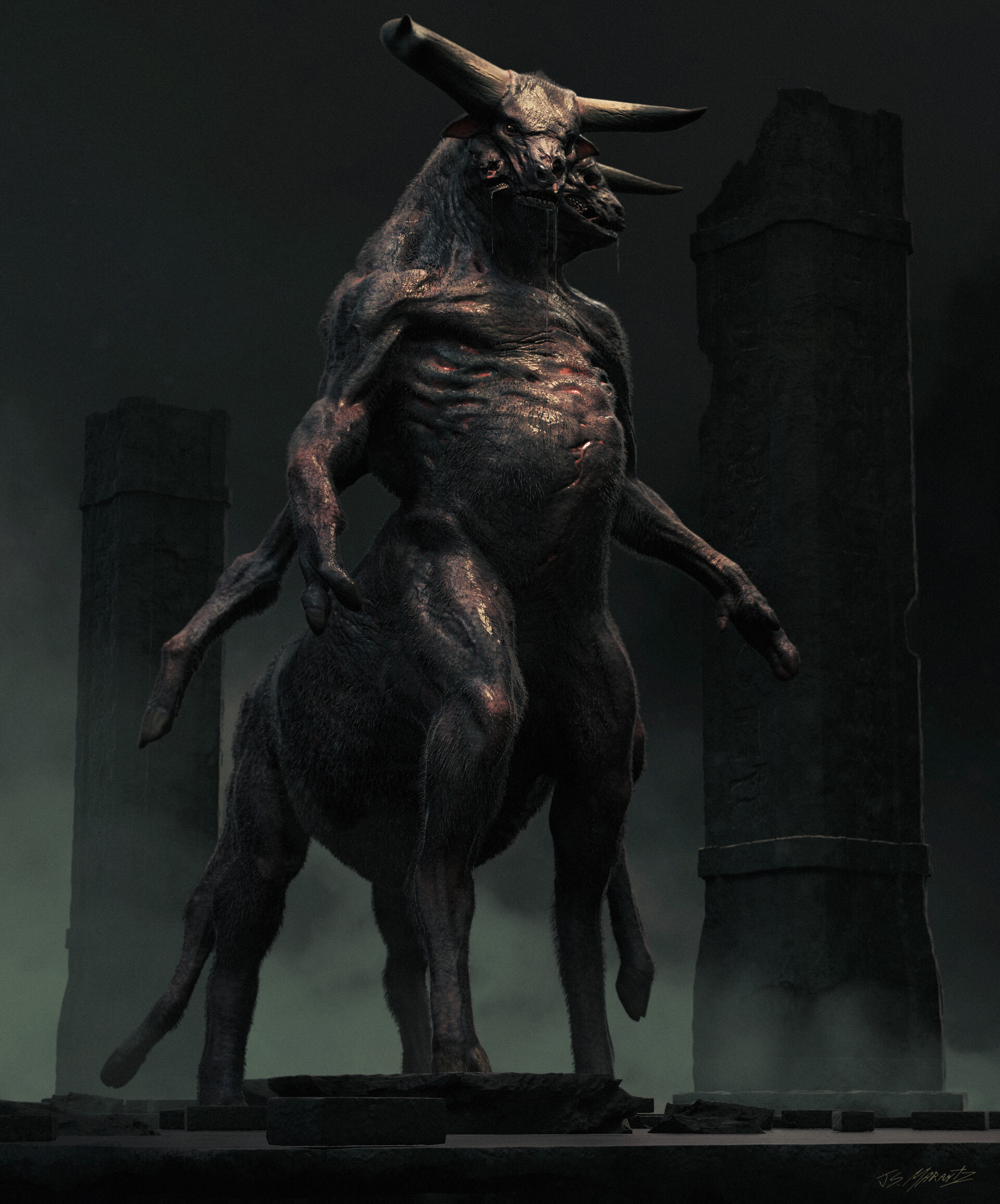 Jerad S. Marantz - Conjoined Minotaur / Centaur Creature Design