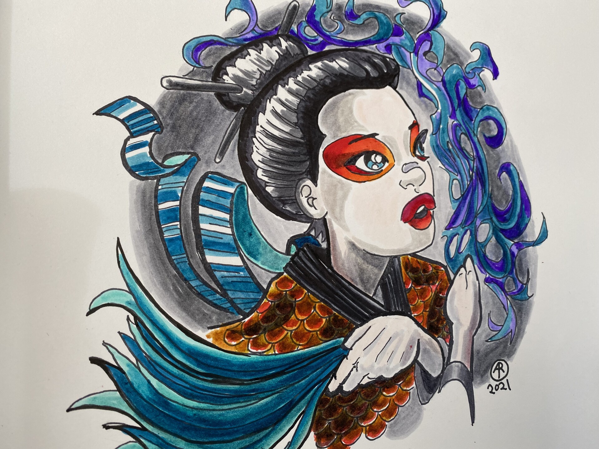 ArtStation - Geisha koi