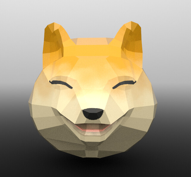 ArtStation - Doge Head Mask - Low Poly