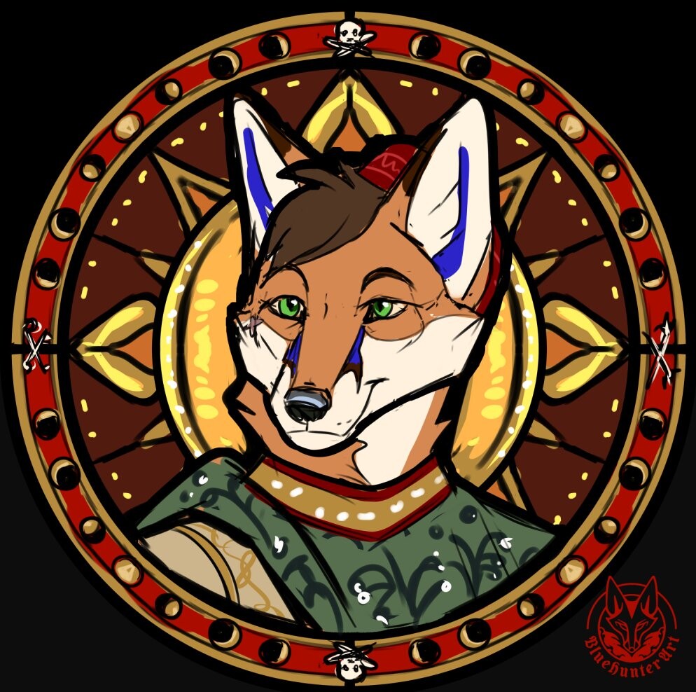 Blue Hunter - Digital stained glass portrait - Rico