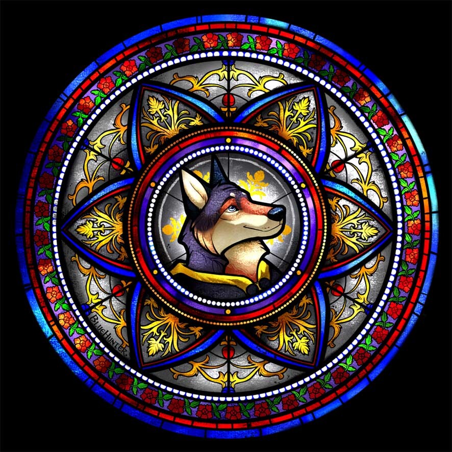 Blue Hunter - Digital stained glass portrait - Chris