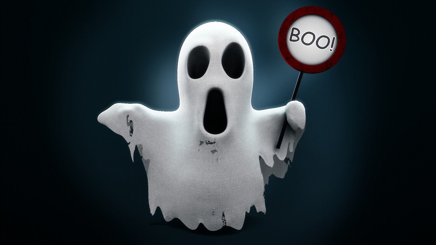 ArtStation - Ghost holding Boo sign!