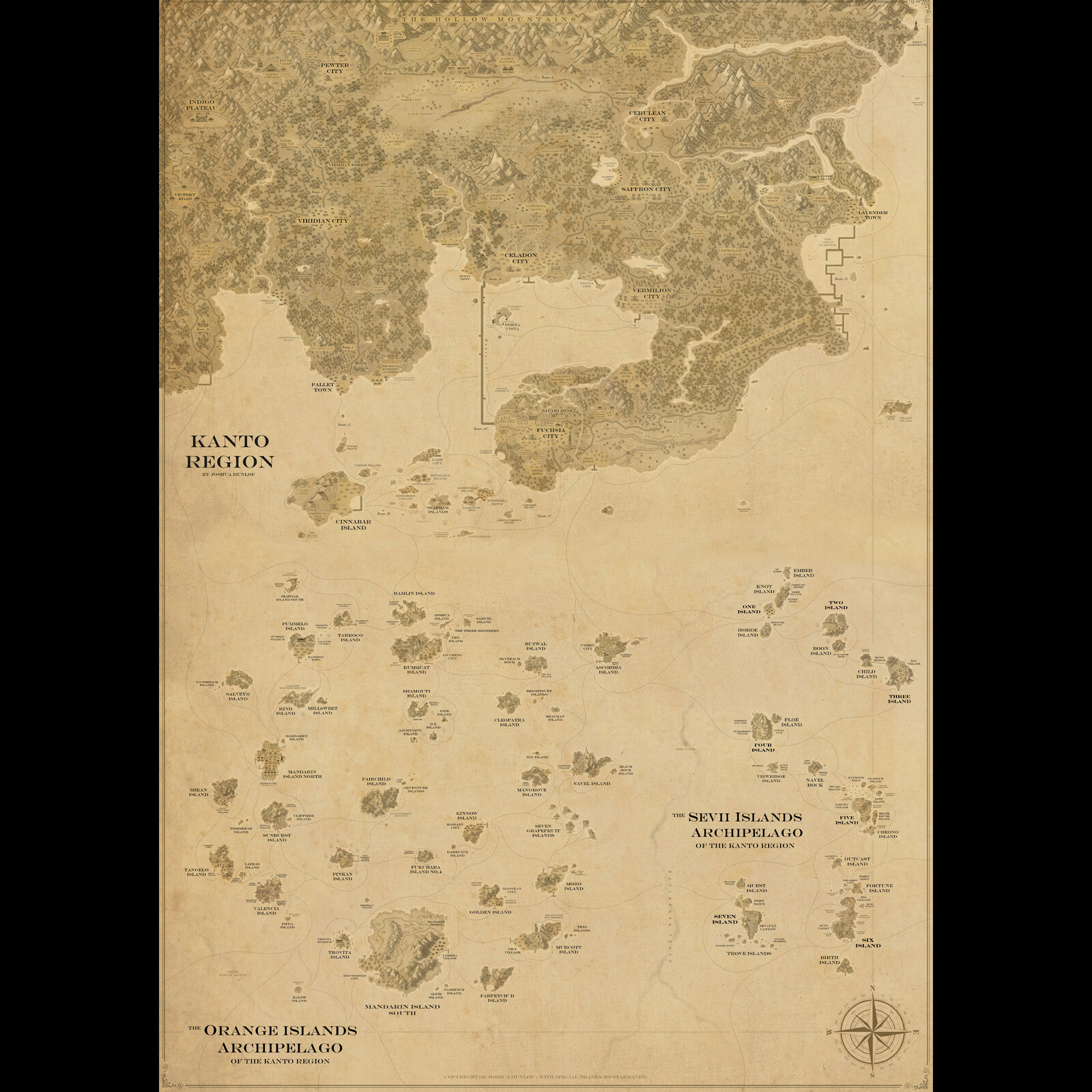 Joshua Dunlop - The Orange and Sevii Islands Archipelago Map