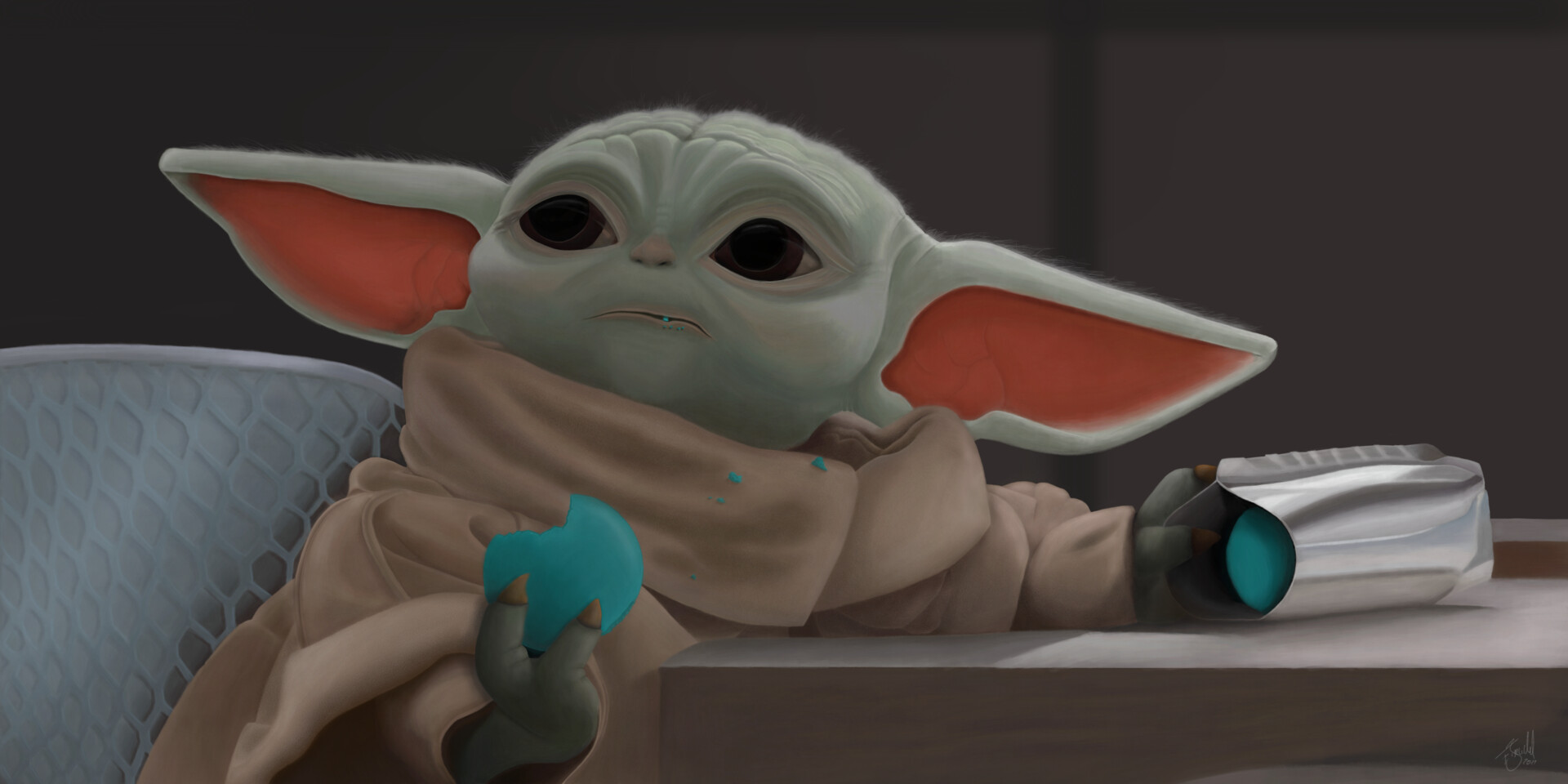 ArtStation - Grogu with cookie - Fanart