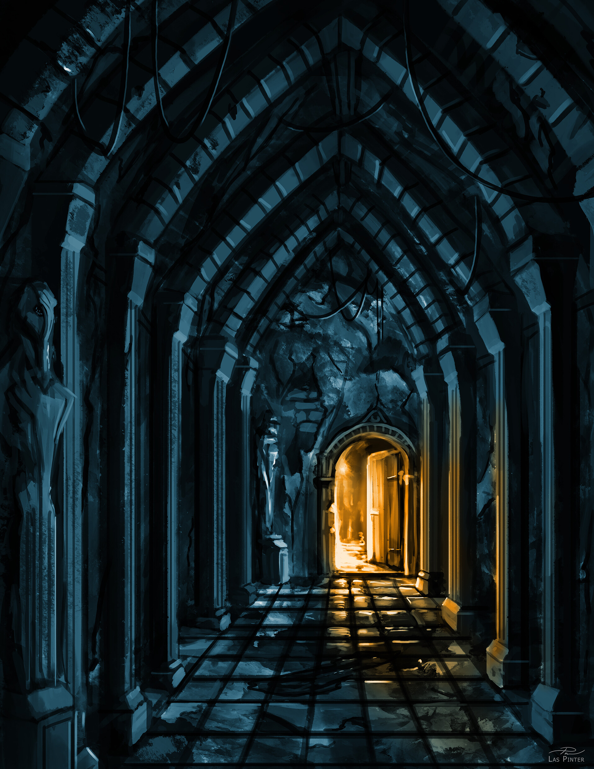 Spooky Hallway by Laszlo Pinter : r/ImaginaryPathways