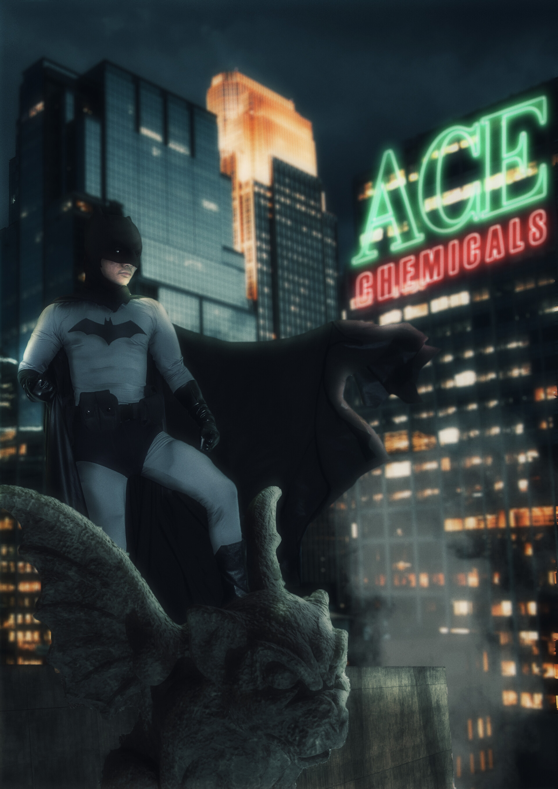 ArtStation - Perching on Rooftops - Batman