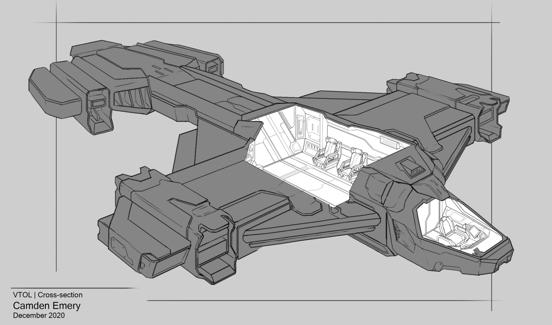 Camden Emery - SciFi Medical Department - Office and VTOL