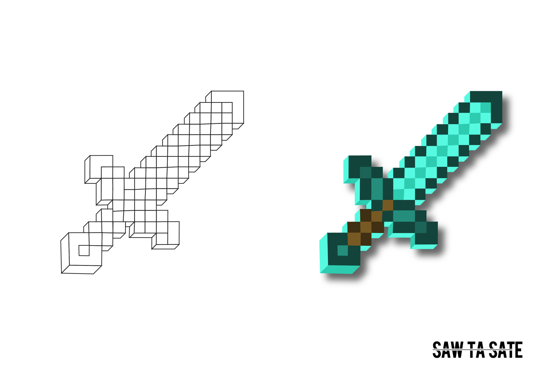 how to draw diamond sword