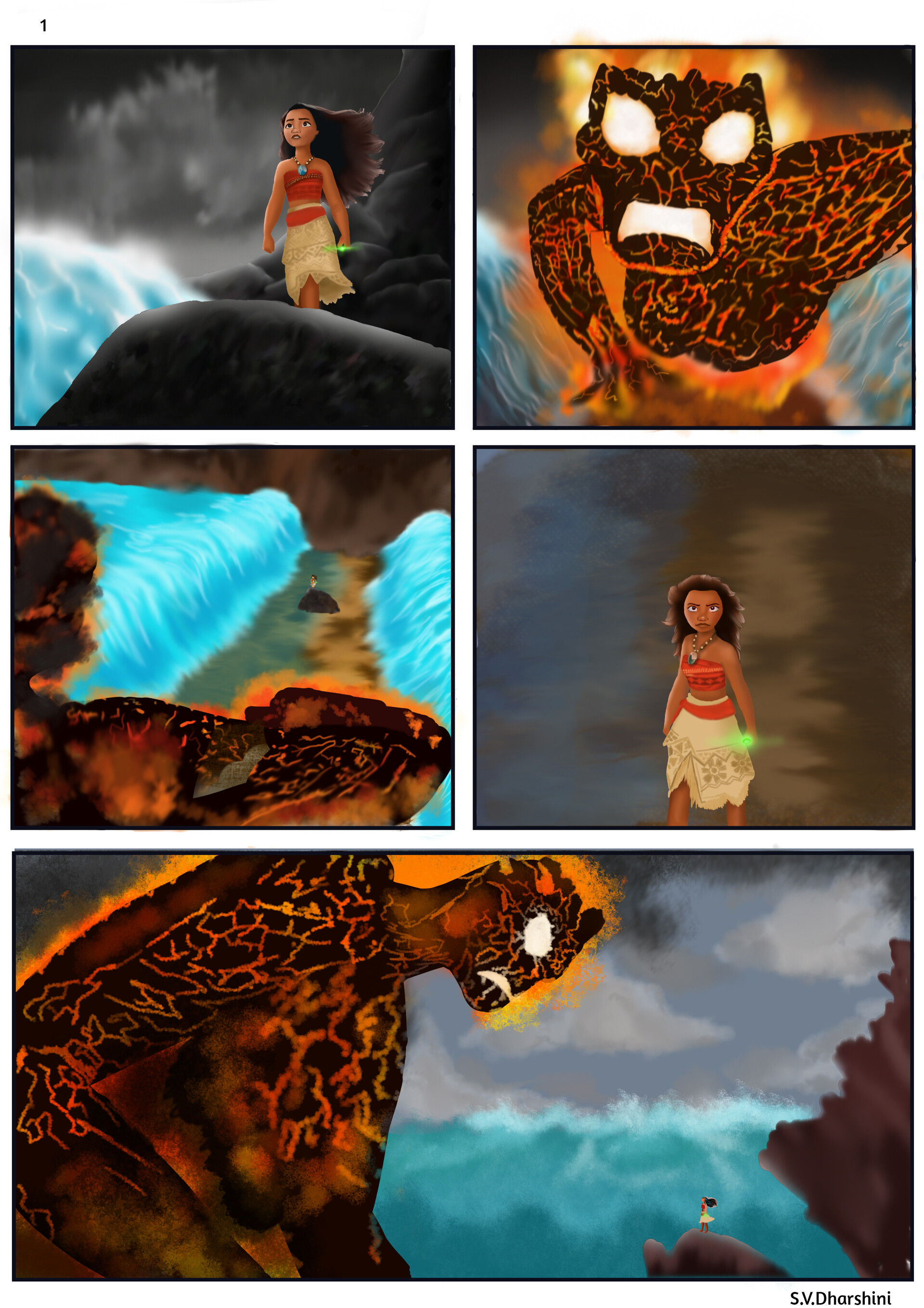 ArtStation - 2 pages comic strip of Moana movie
