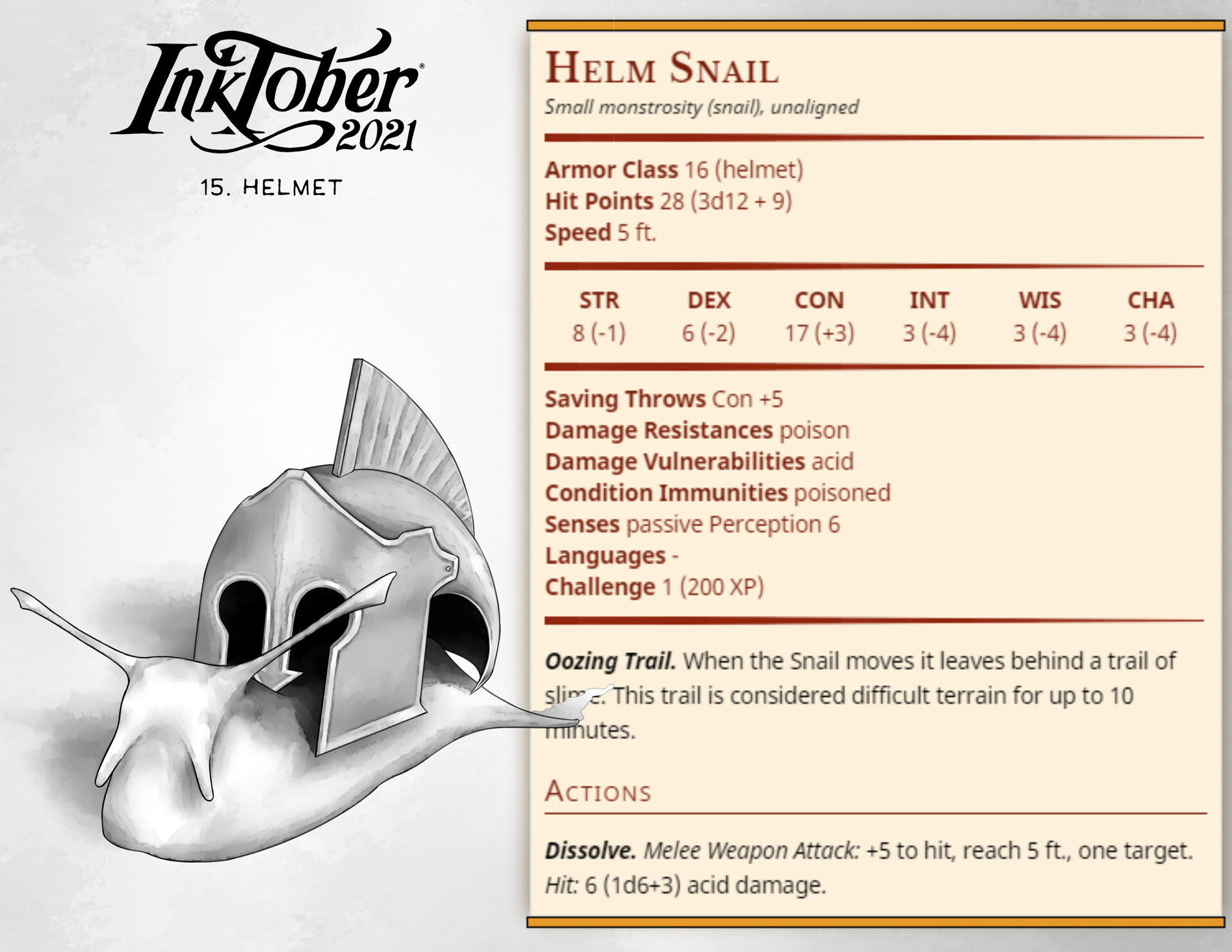 ArtStation - Helm Snail - D&D Monster Inktober : Day 15