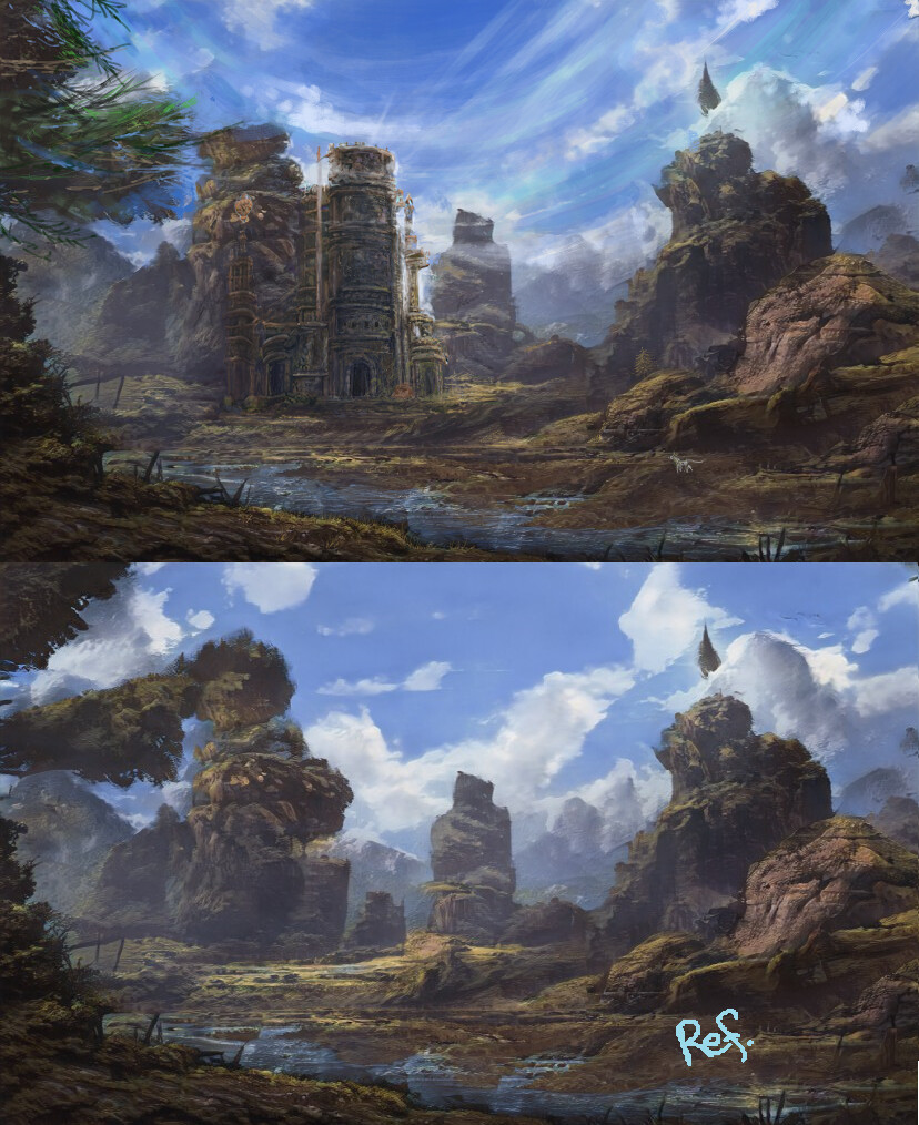 ArtStation - AI practice Merging with landscape