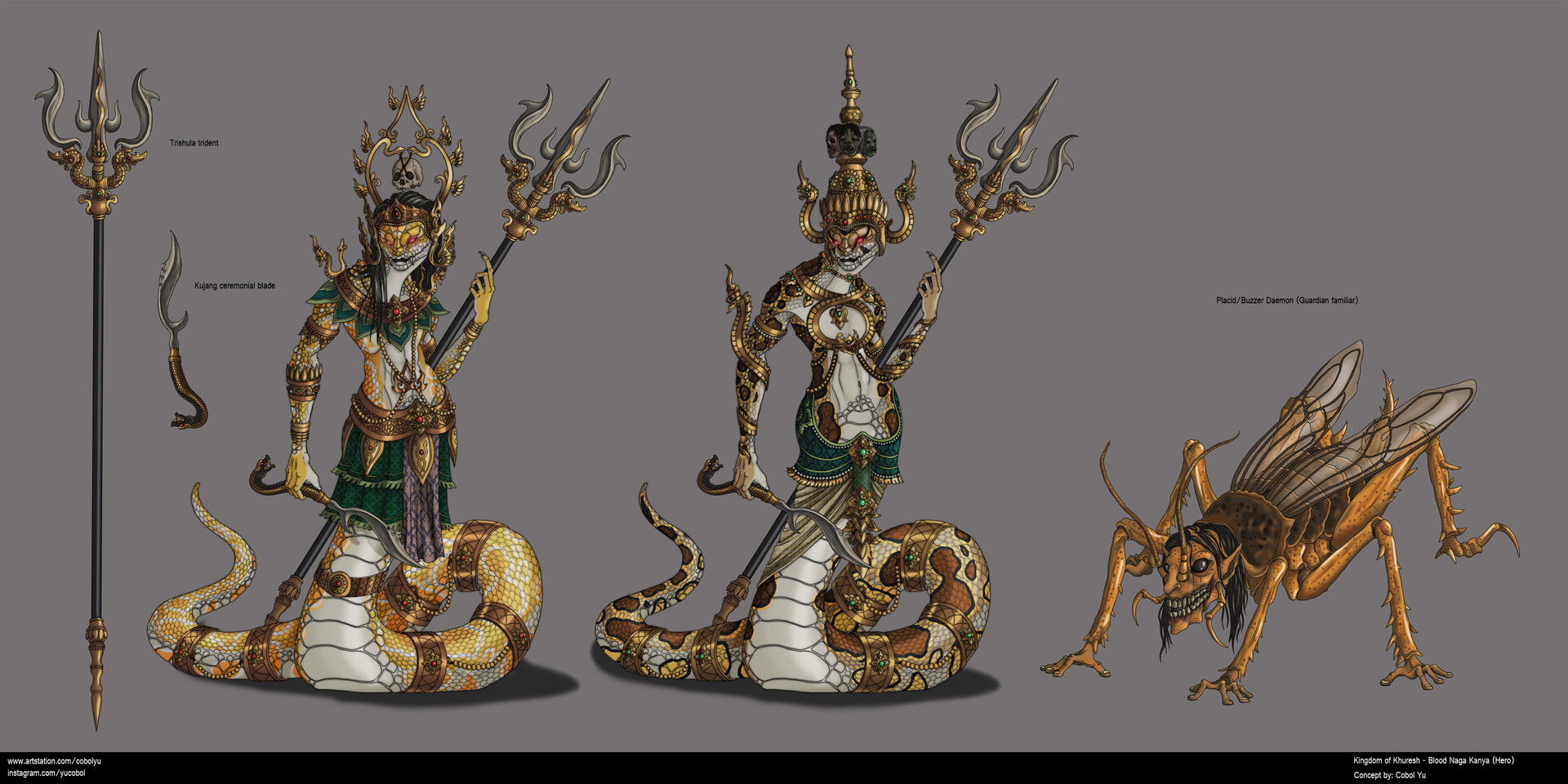 Cobol Yu - Warhammer Khuresh concept art: Blood Naga Kanya (Hero)