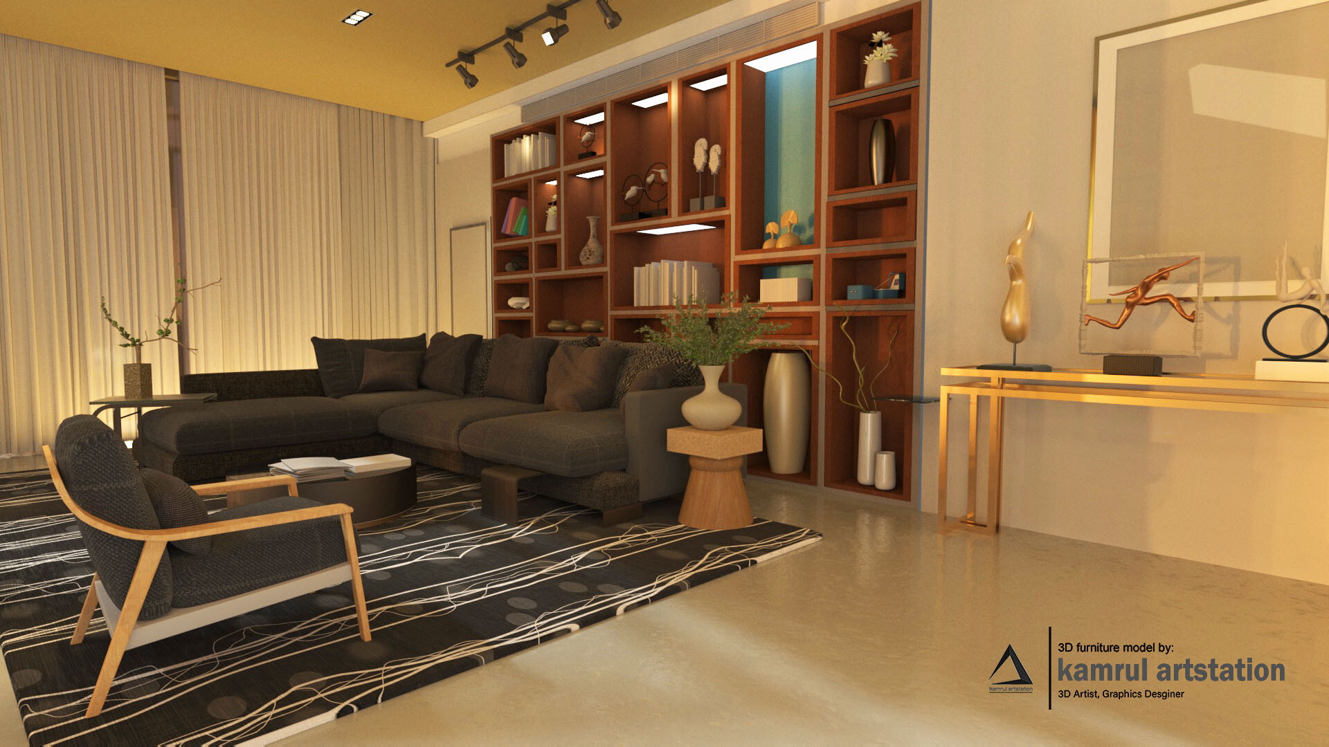 Kamrul Hasan - Living room interior design concept Bangladesh