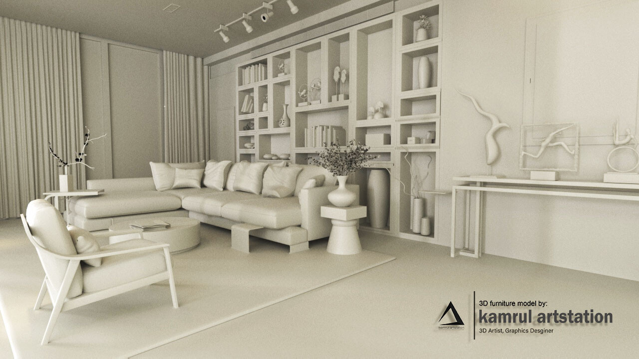 Kamrul Hasan - Living room interior design concept Bangladesh