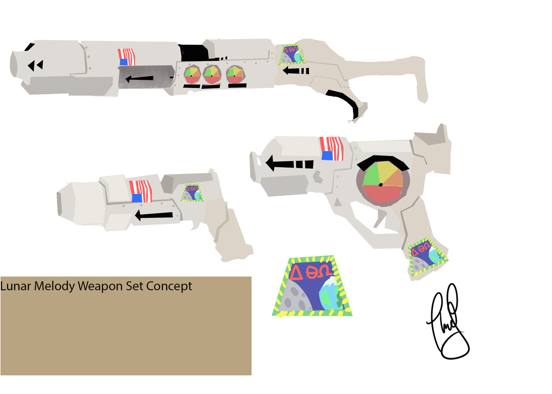 ArtStation - Lunar Melody Weapon Set Concept