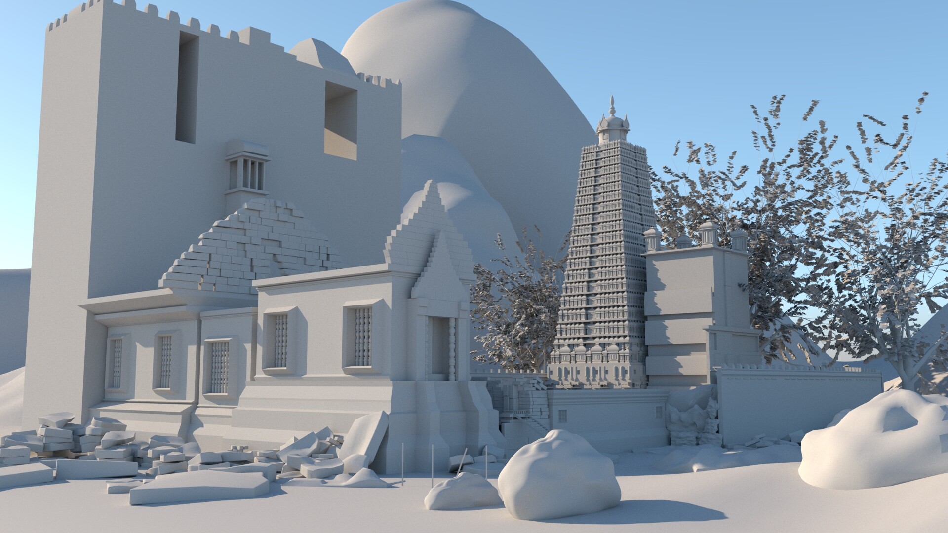 ArtStation - 3D Background Model (old broken temple)