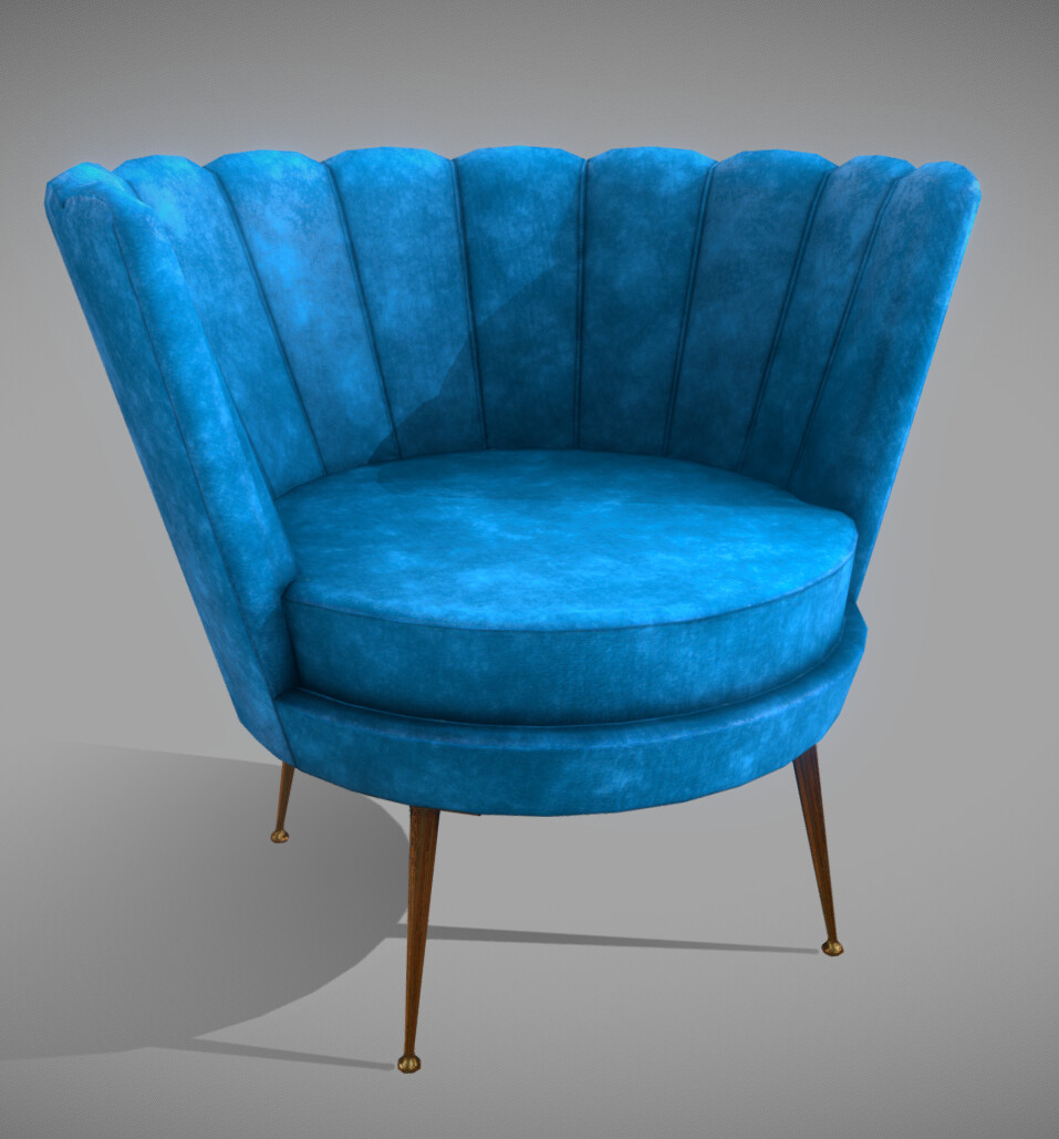 Colin Merrick - Game Asset - Plush Barrel Accent Chair