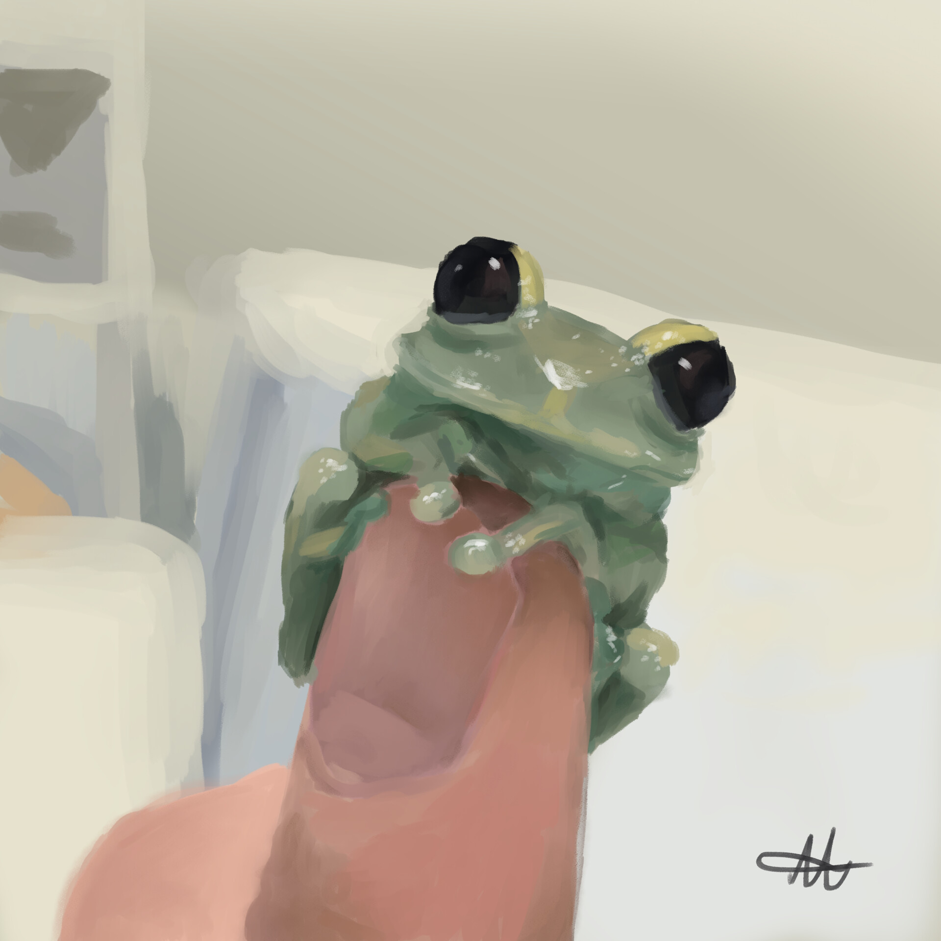 ArtStation - frog on thumb