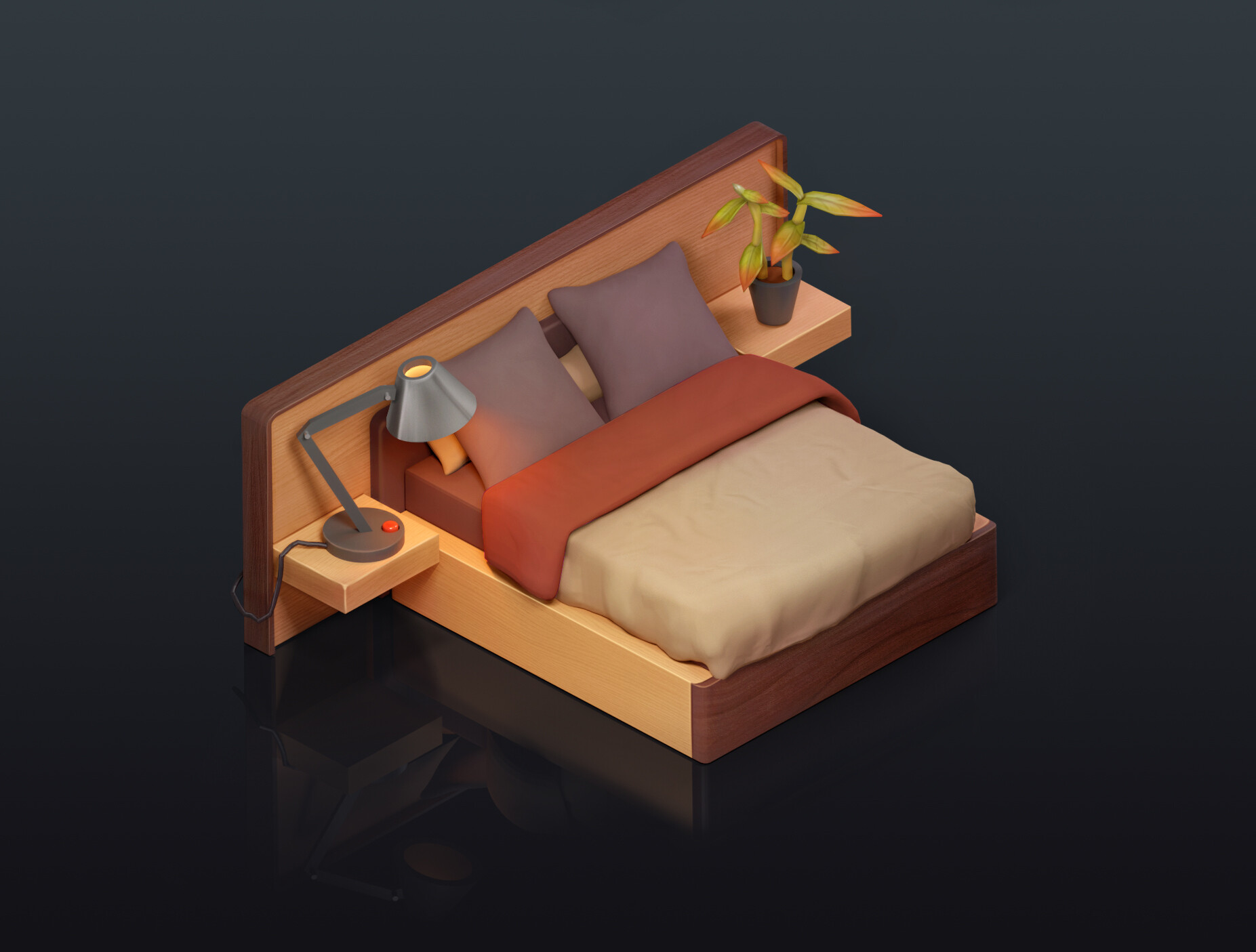 ArtStation - Props: "Modern Bed" in casual style