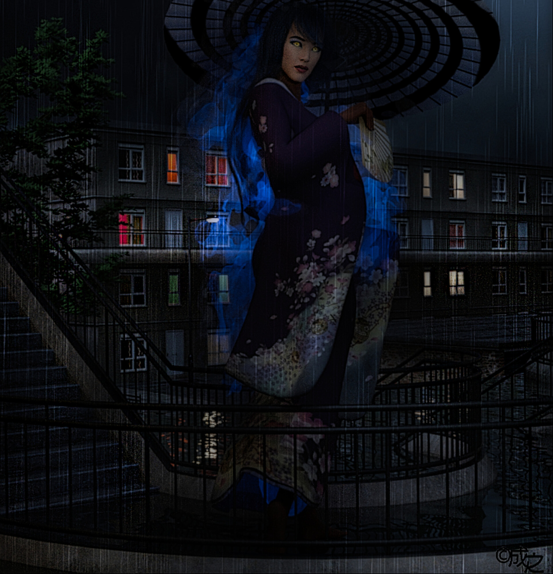 ArtStation - AME-ONNA (JAPANESE FEMALE YOKAI THAT MAKES IT RAIN)