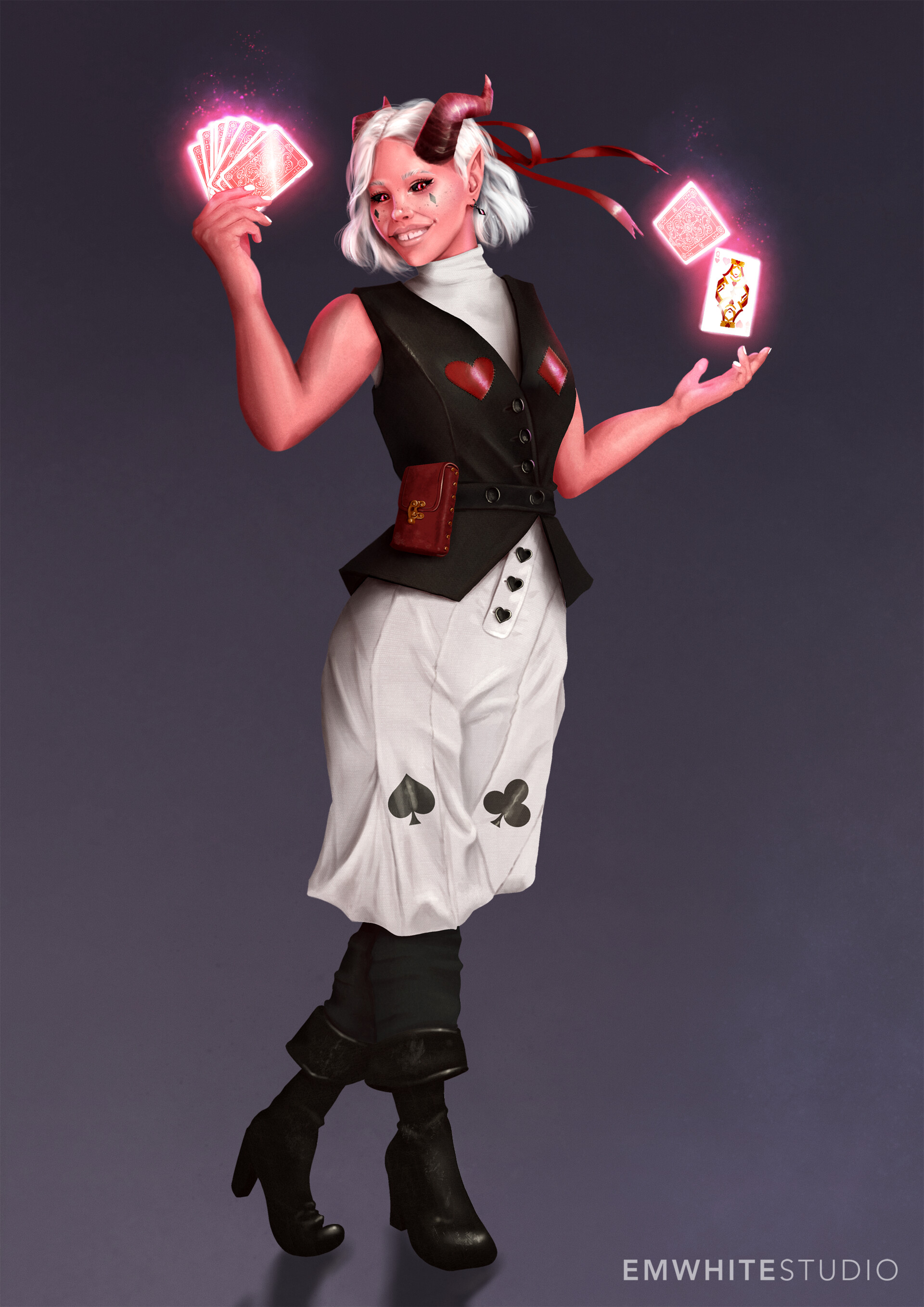 ArtStation - Queenie - D&D Tiefling Character Illustration
