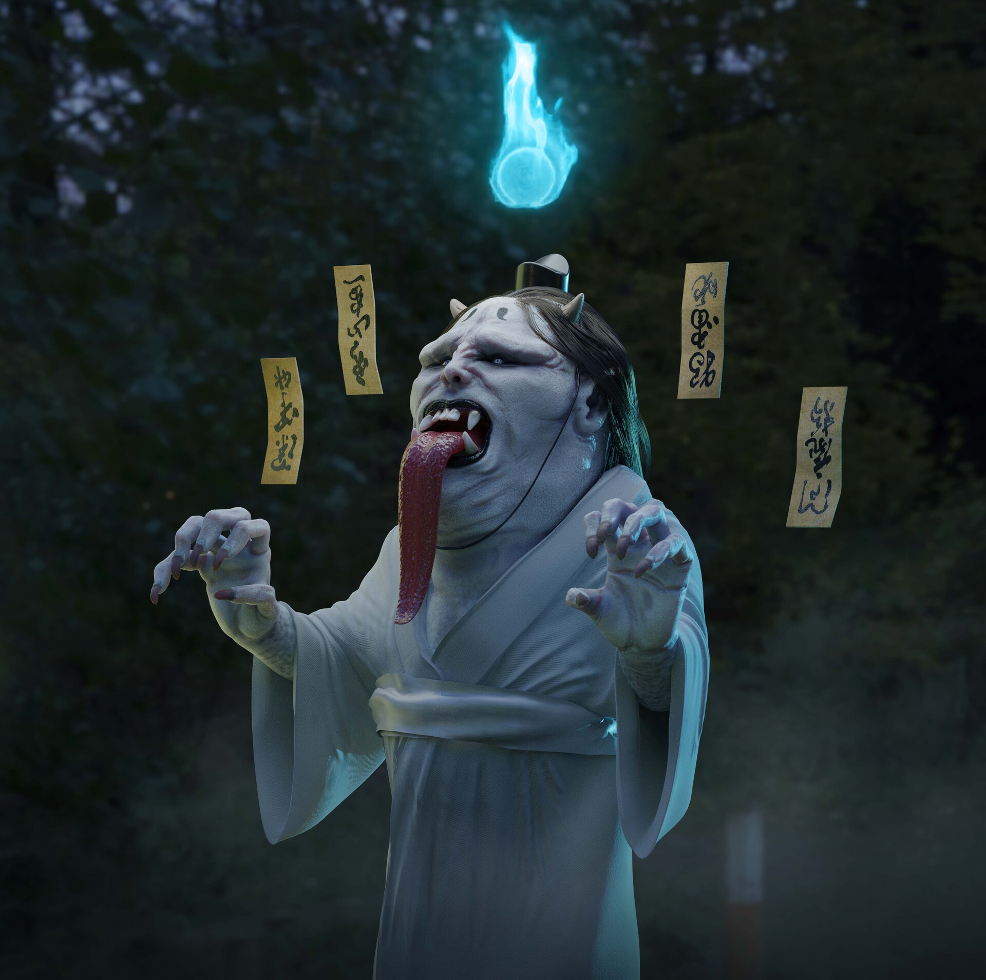 ArtStation - Yokai white demon