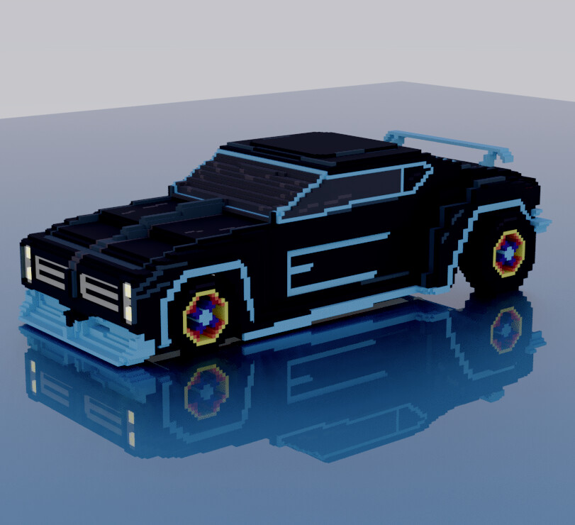 ArtStation - Black Muscle Car Voxel Art