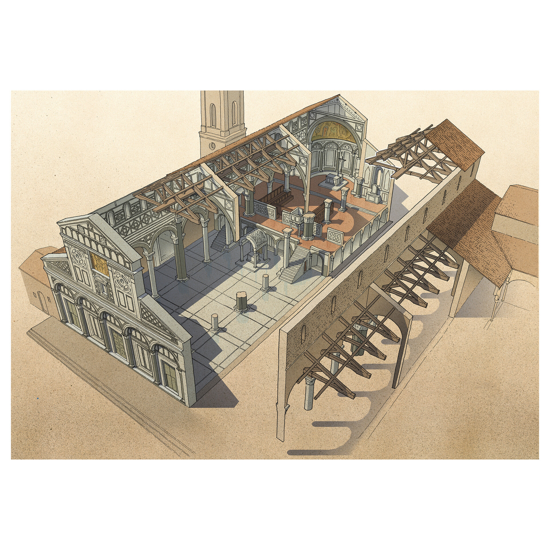ArtStation - Basilica of San Miniato al Monte, Florence, cross section