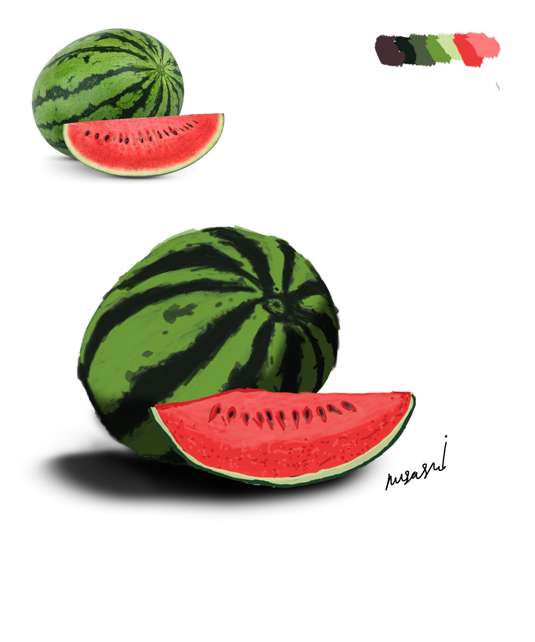 ArtStation - watermelon warm-up painting