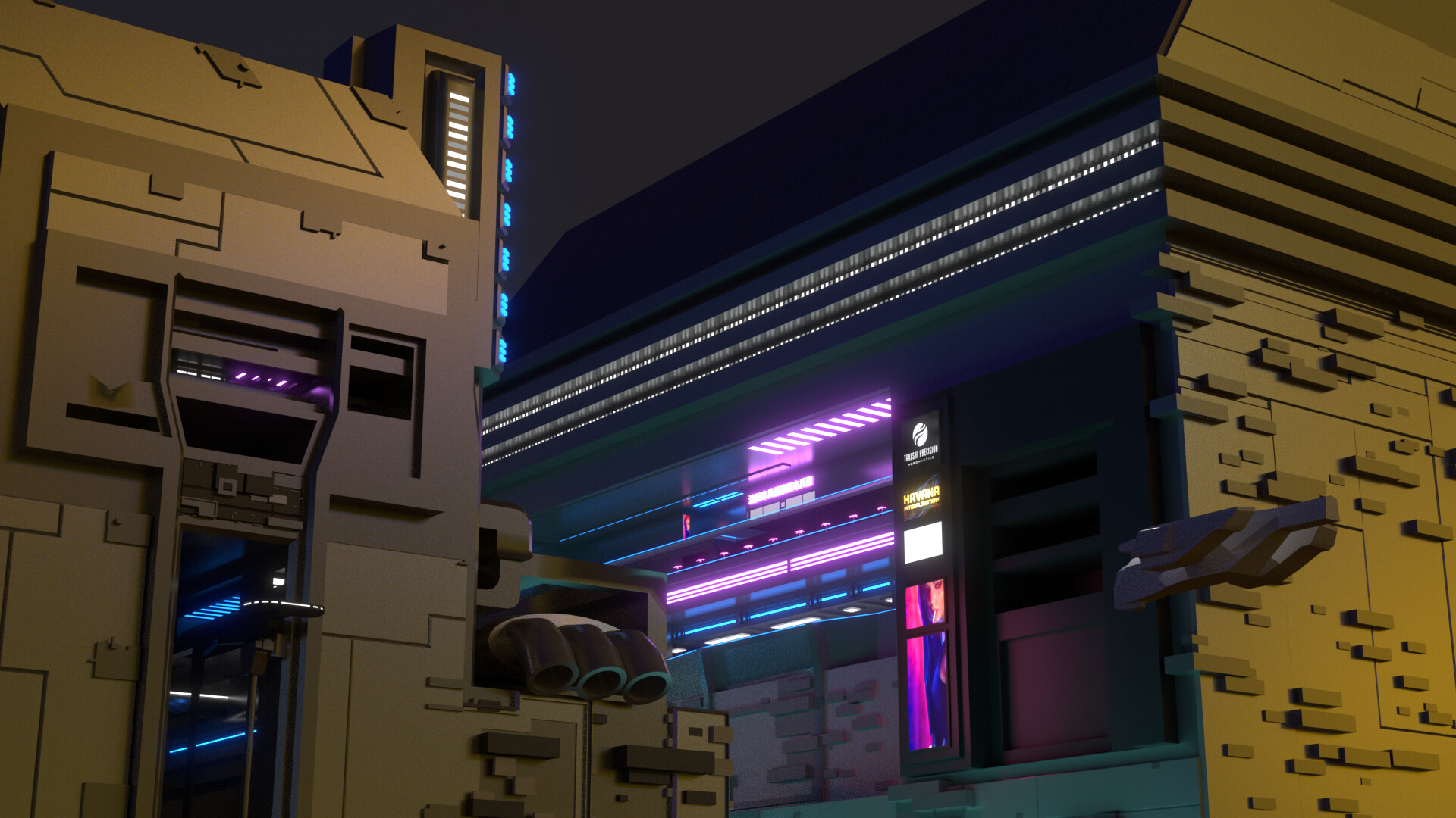 Liam Guise - Cyberpunk-Inspired City WIP #2