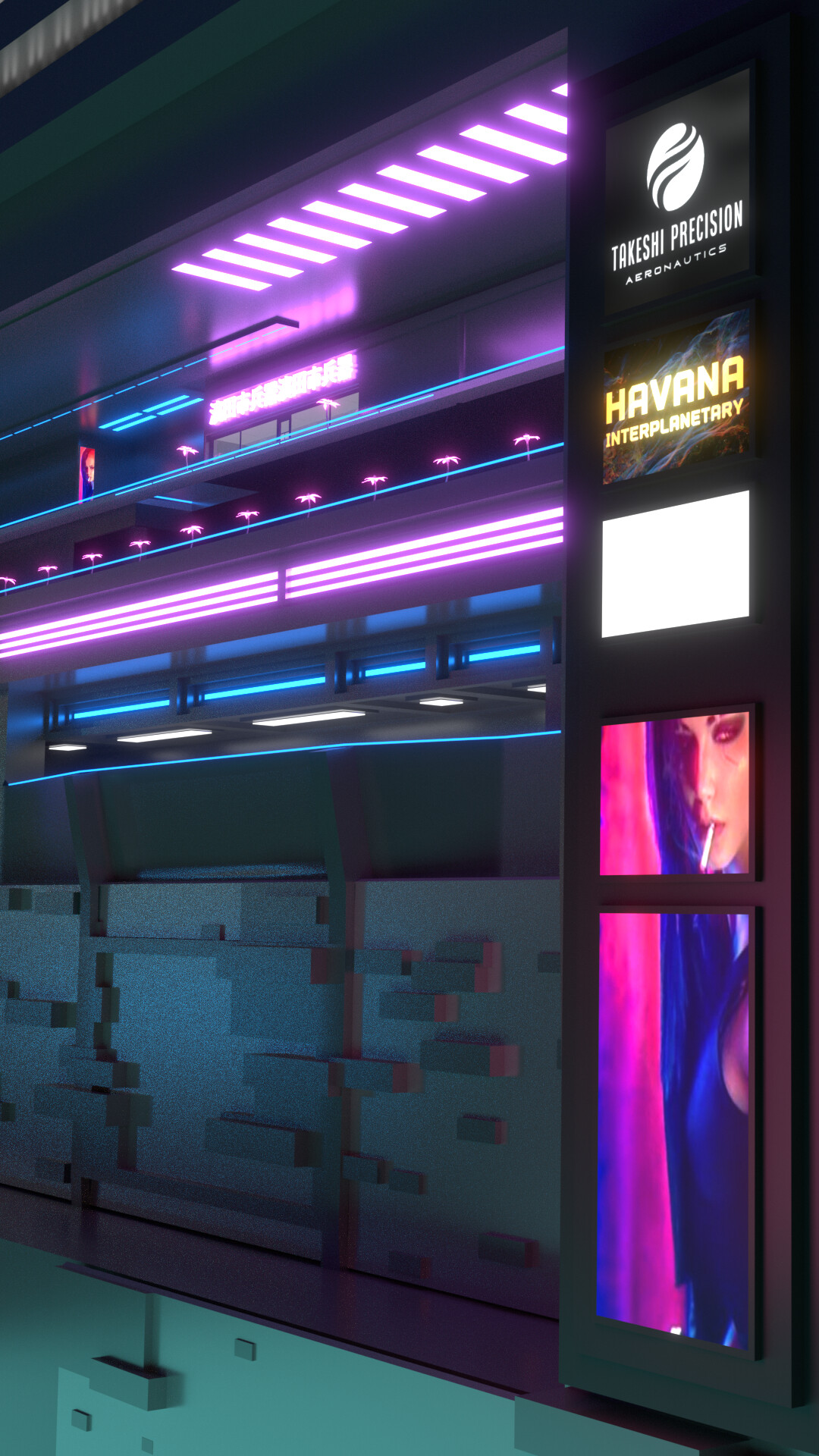 Liam Guise - Cyberpunk-Inspired City WIP #2