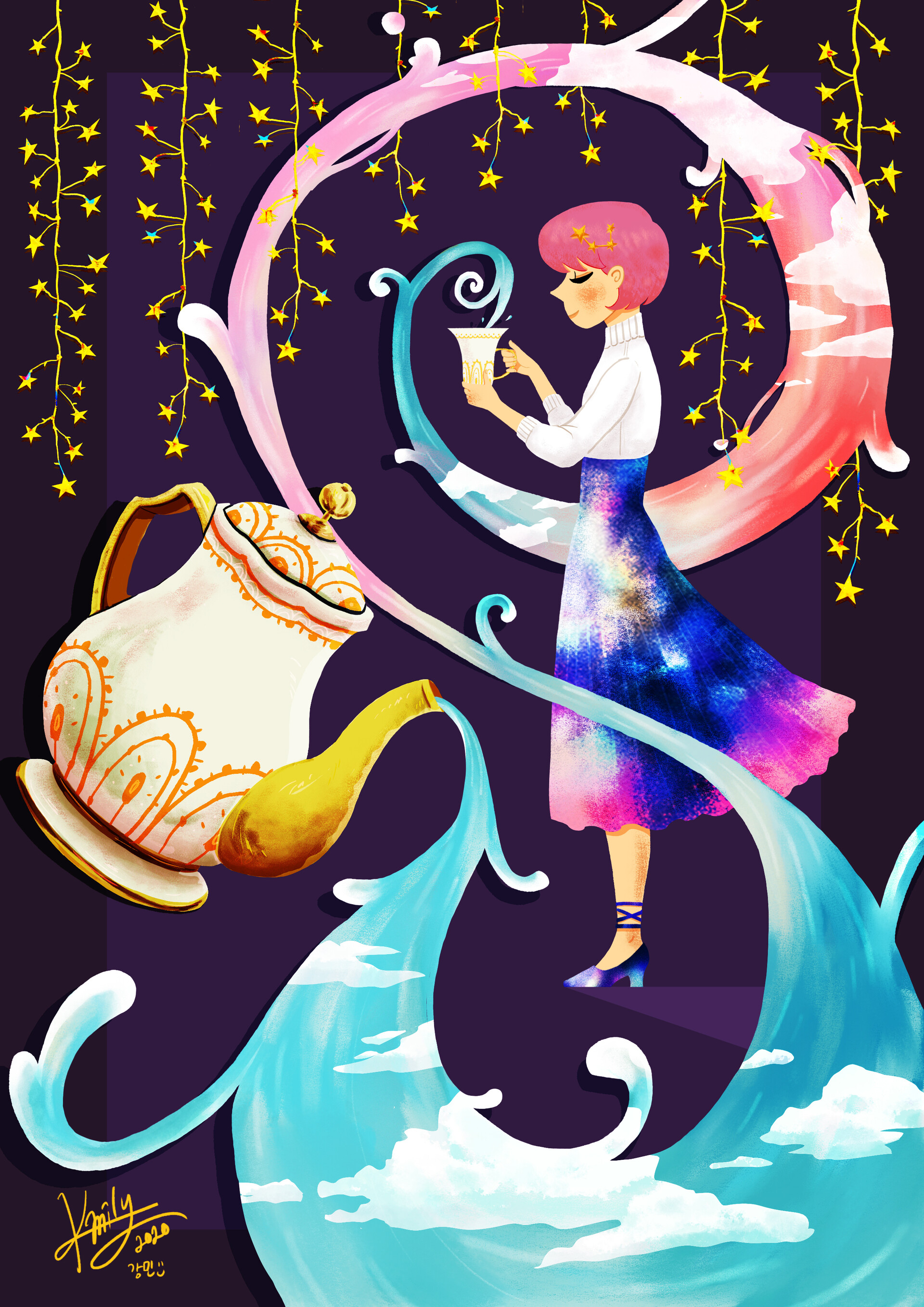 ArtStation - Teatime, in a starry garden