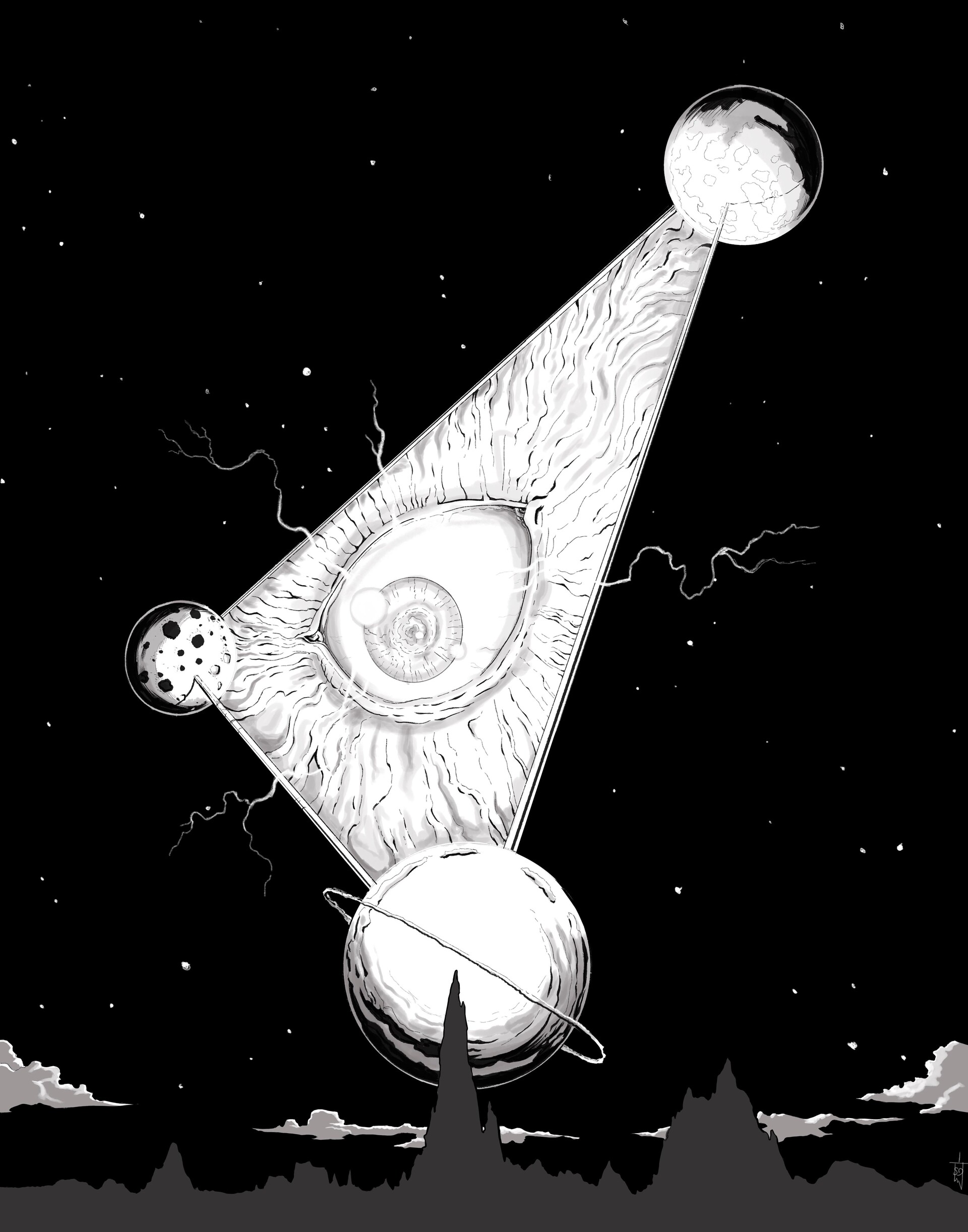 ArtStation - Day 27 - Three Moons + Initial Sketch