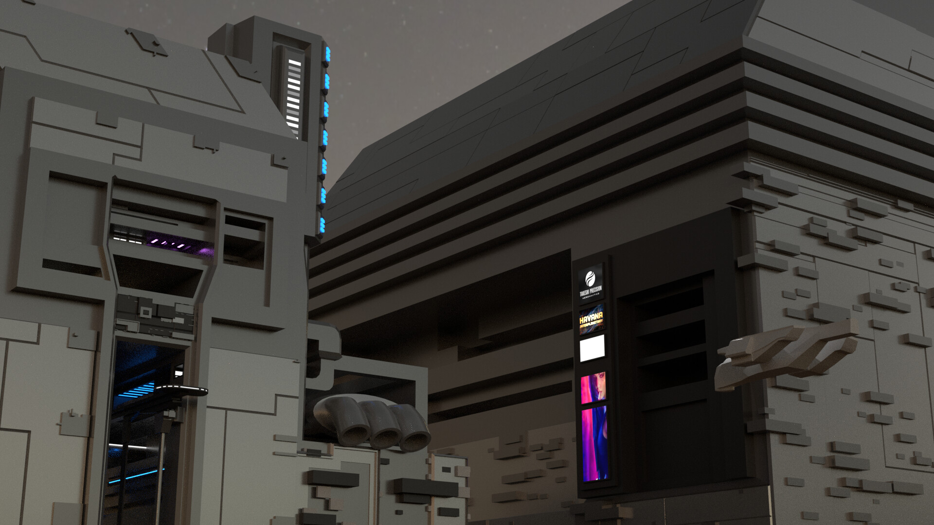 Liam Guise - Cyberpunk-Inspired City WIP #3