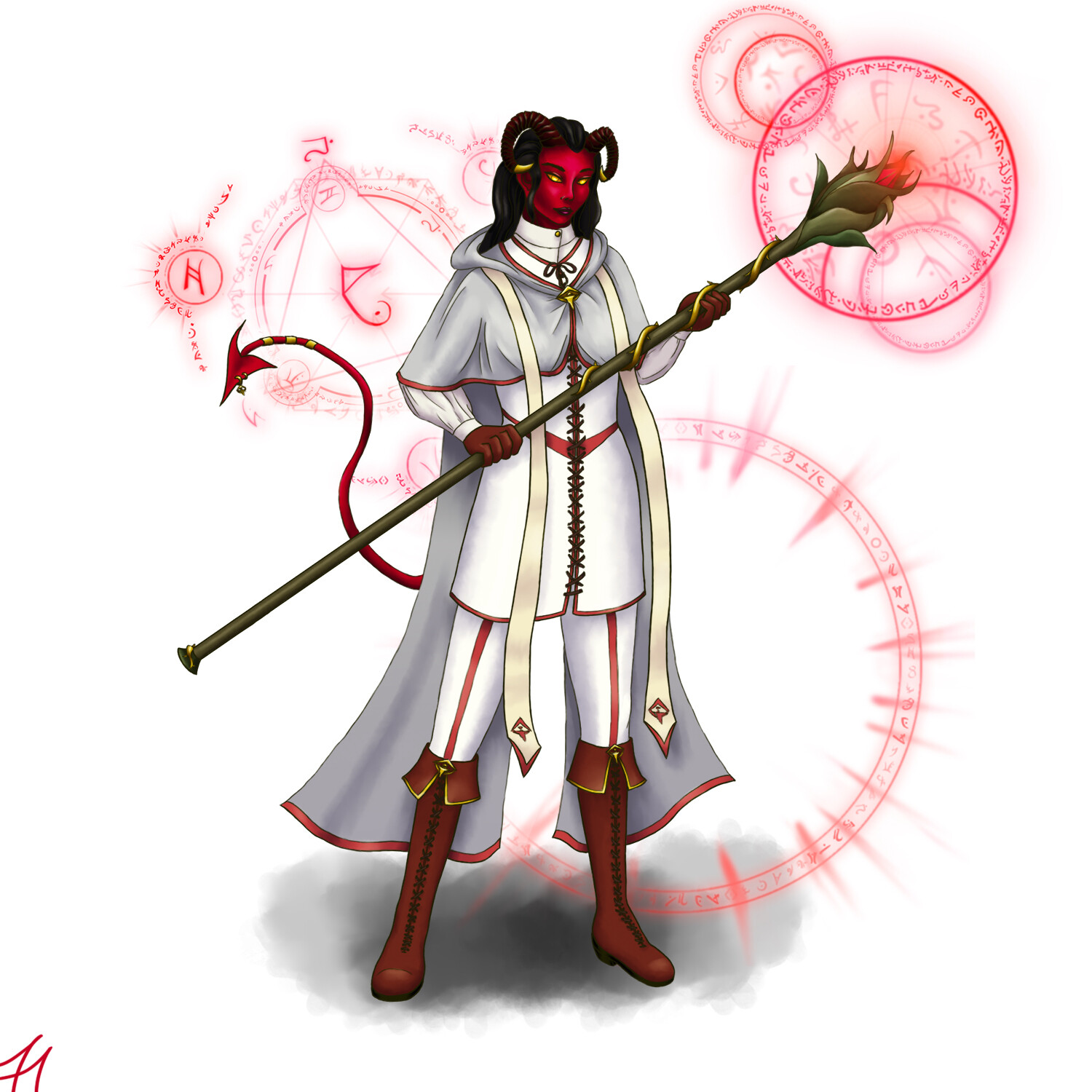 ArtStation - Aanka, tiefling evocation fire wizard