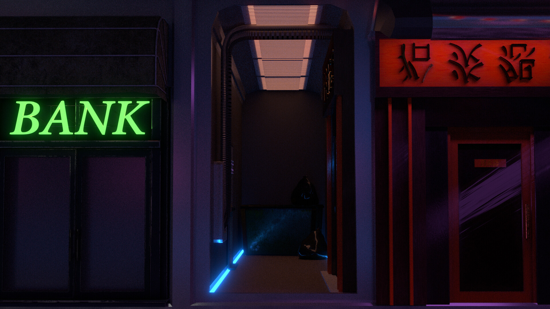 Liam Guise - Cyberpunk-Inspired City WIP #4 - Alleyway