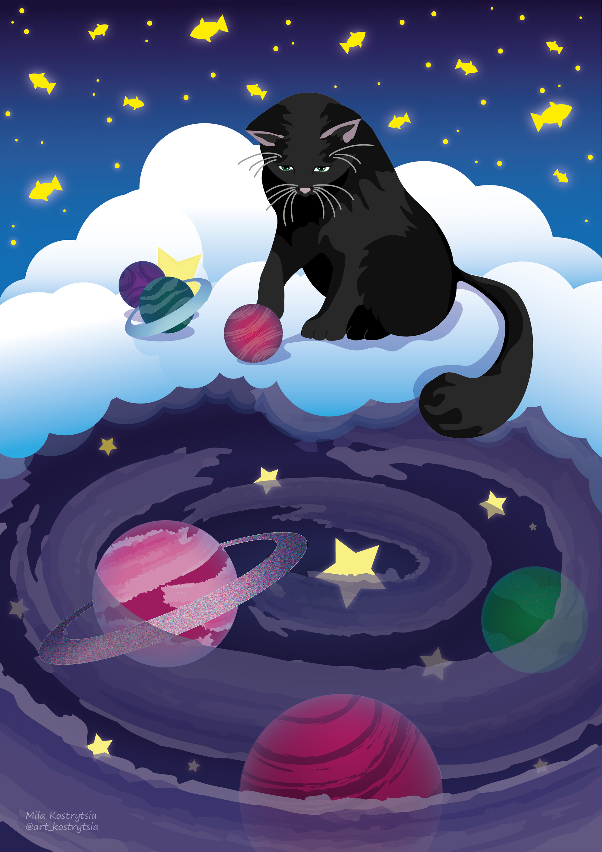 ArtStation - "Cat&planets"