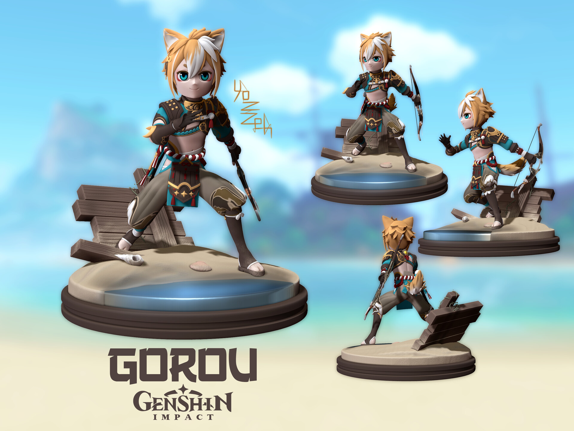 ArtStation - Gorou statue