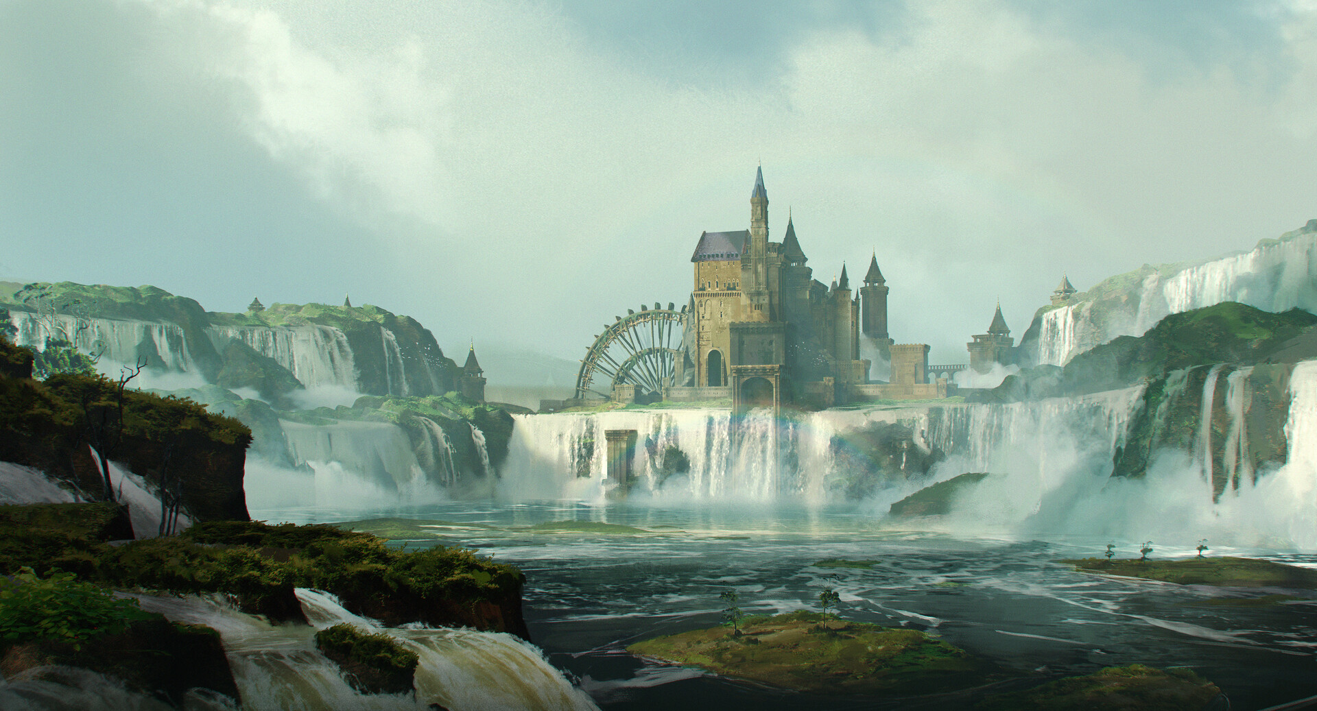 ArtStation - castle on a waterfall