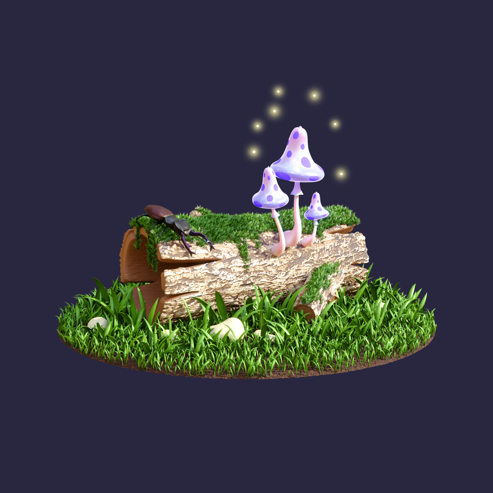 ArtStation - Hollow log with stag beetle