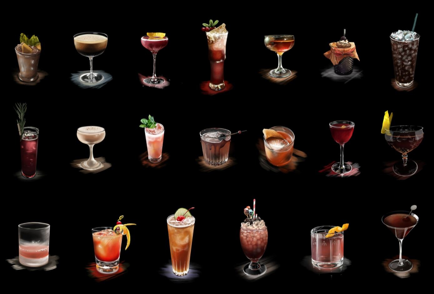ArtStation - 100 cocktail illustrations