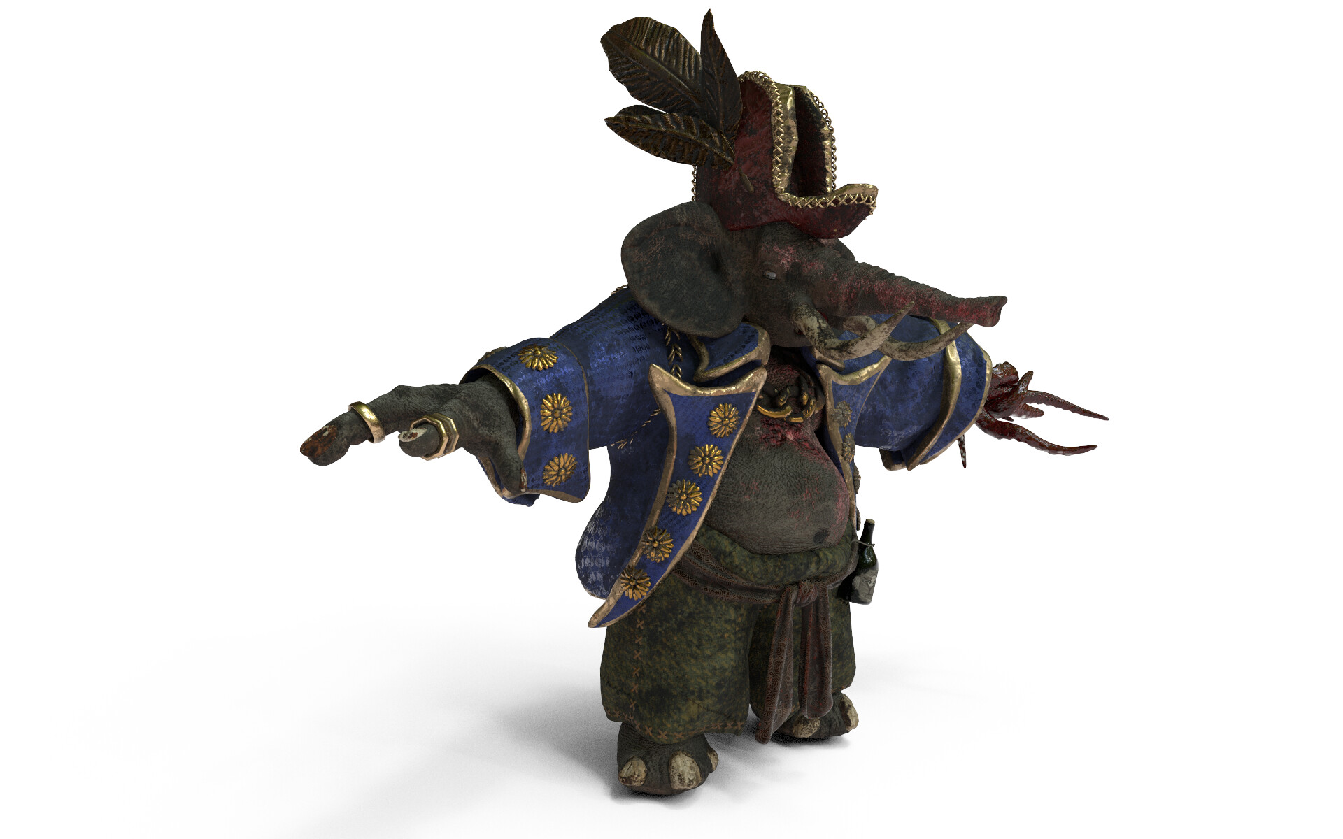 ArtStation - Substance Painter renders of Elephant Pirate Captain