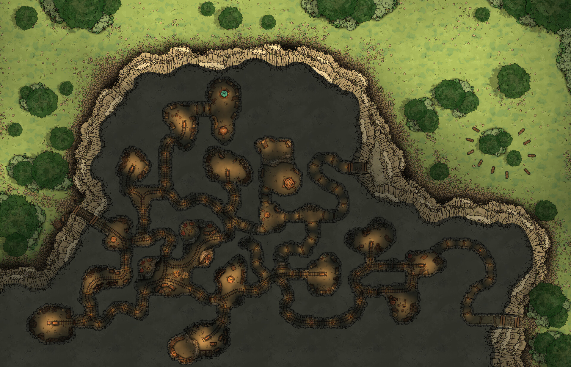 ArtStation - DoIP Map | Mountain's Toe Gold Mine [70 x 45]