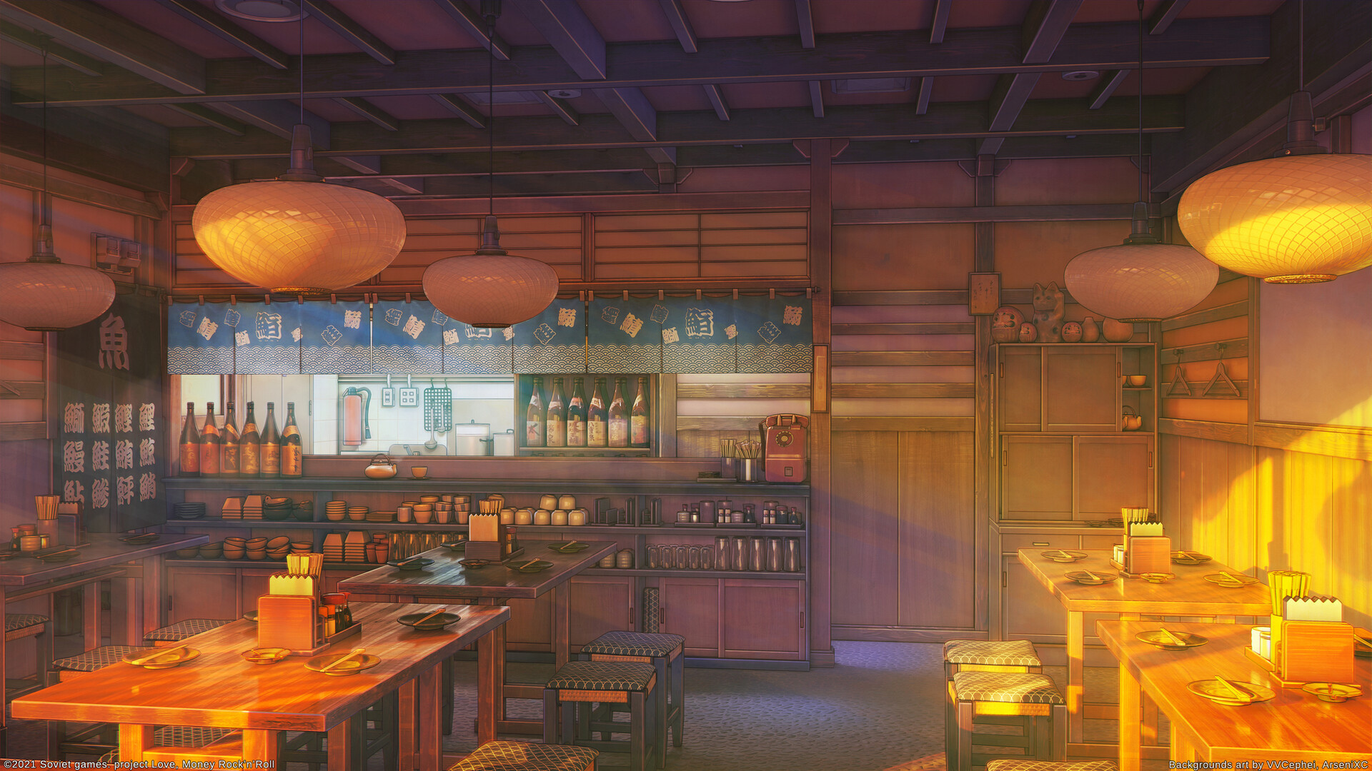 Arseniy Chebynkin - Restaurant interior sunset version