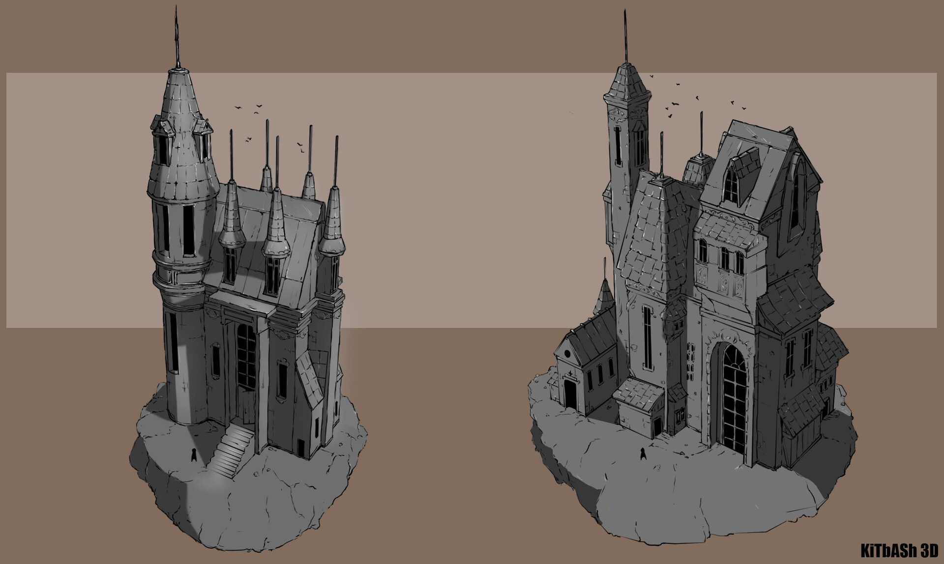 ArtStation - Kitbash houses 3d in photoshop